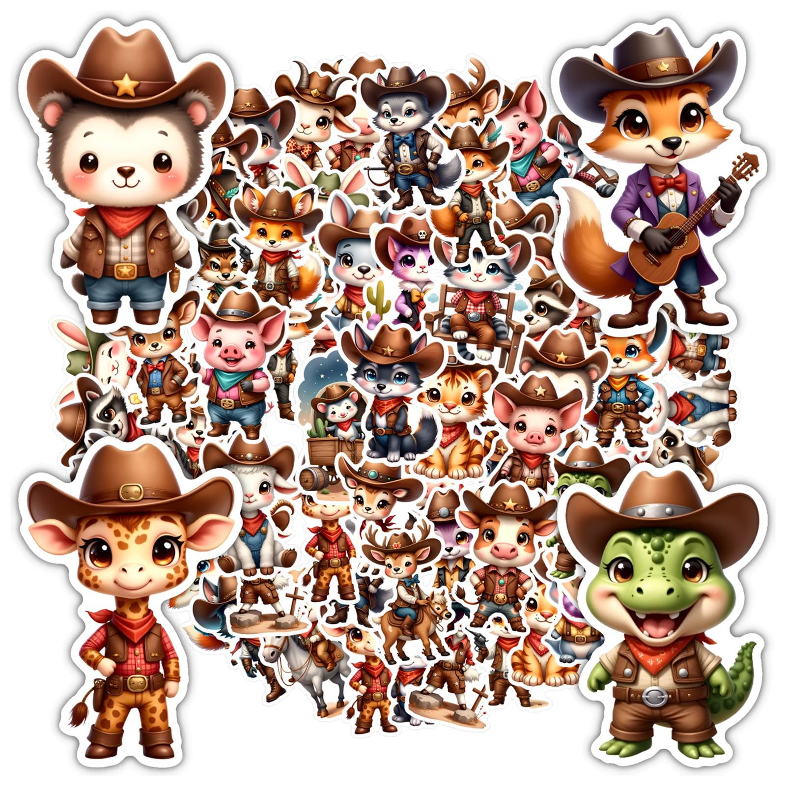 35pcs-50pcs Cute Cartoon Stickers Animal Stationery Stickers Ranch ...