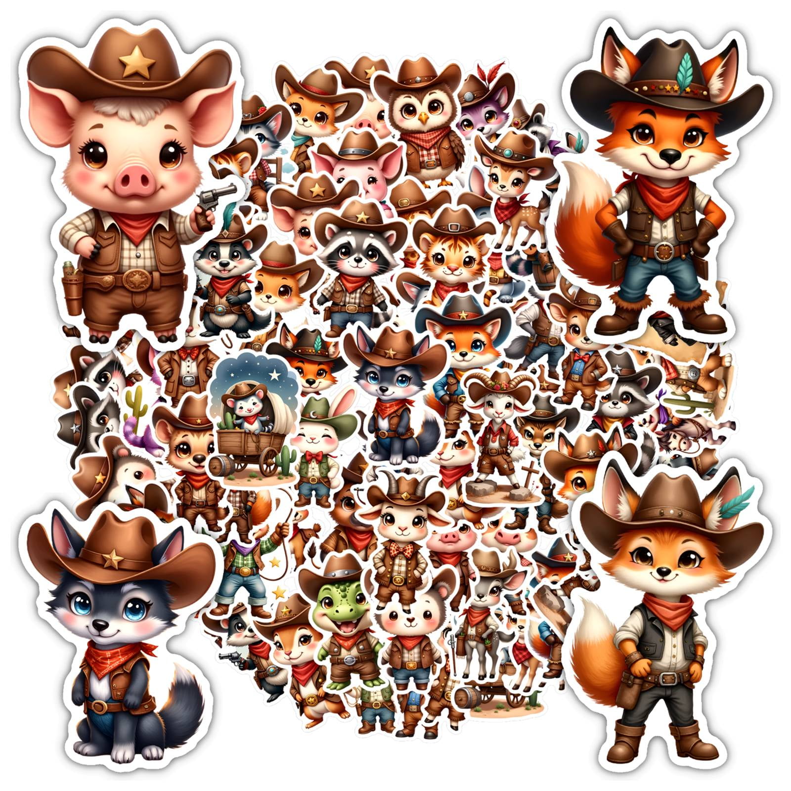 35pcs-50pcs Cute Cartoon Stickers Animal Stationery Stickers Ranch ...