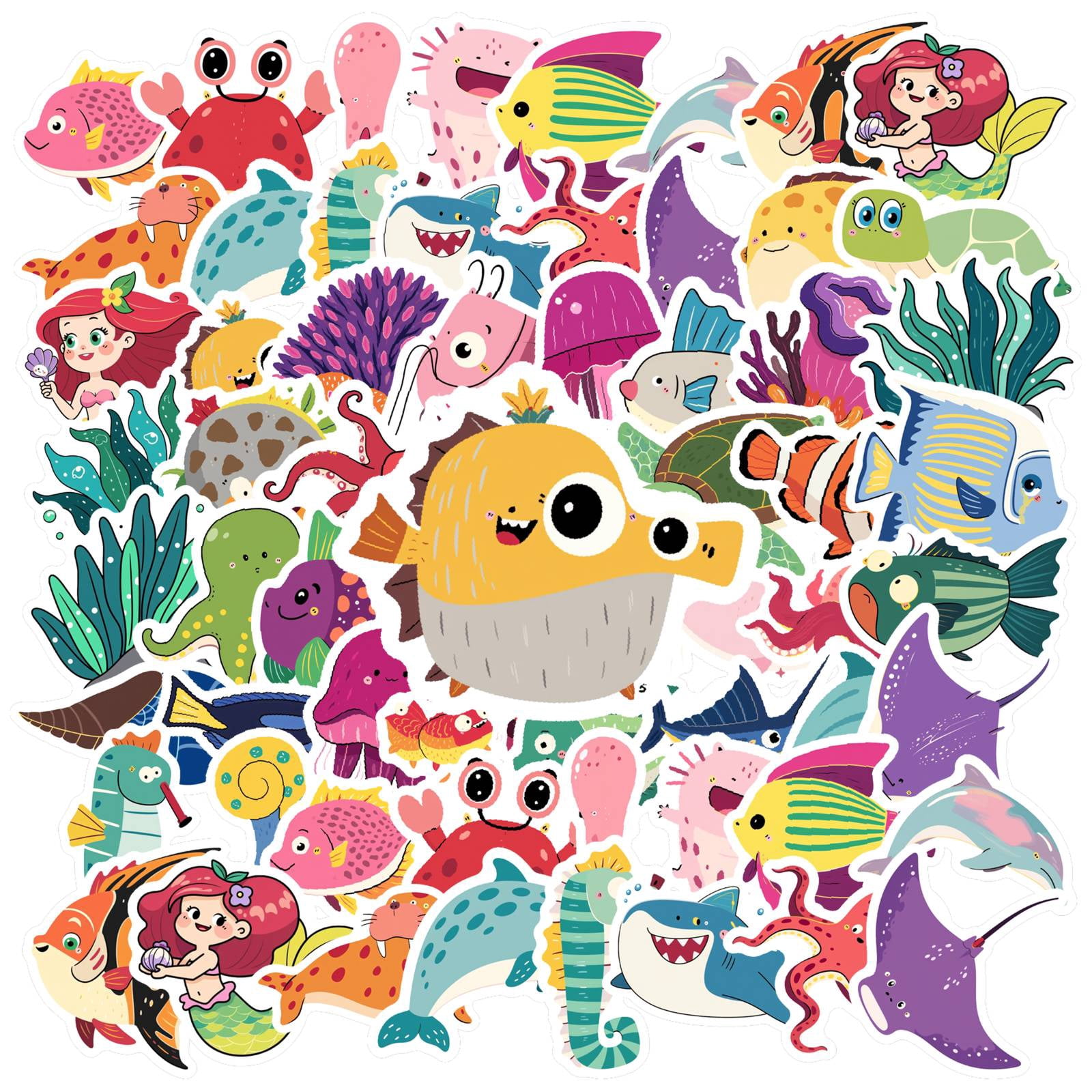 35pcs-50pcs Cute Marine Stickers Animal Kids Stickers PVC Cute Stickers ...