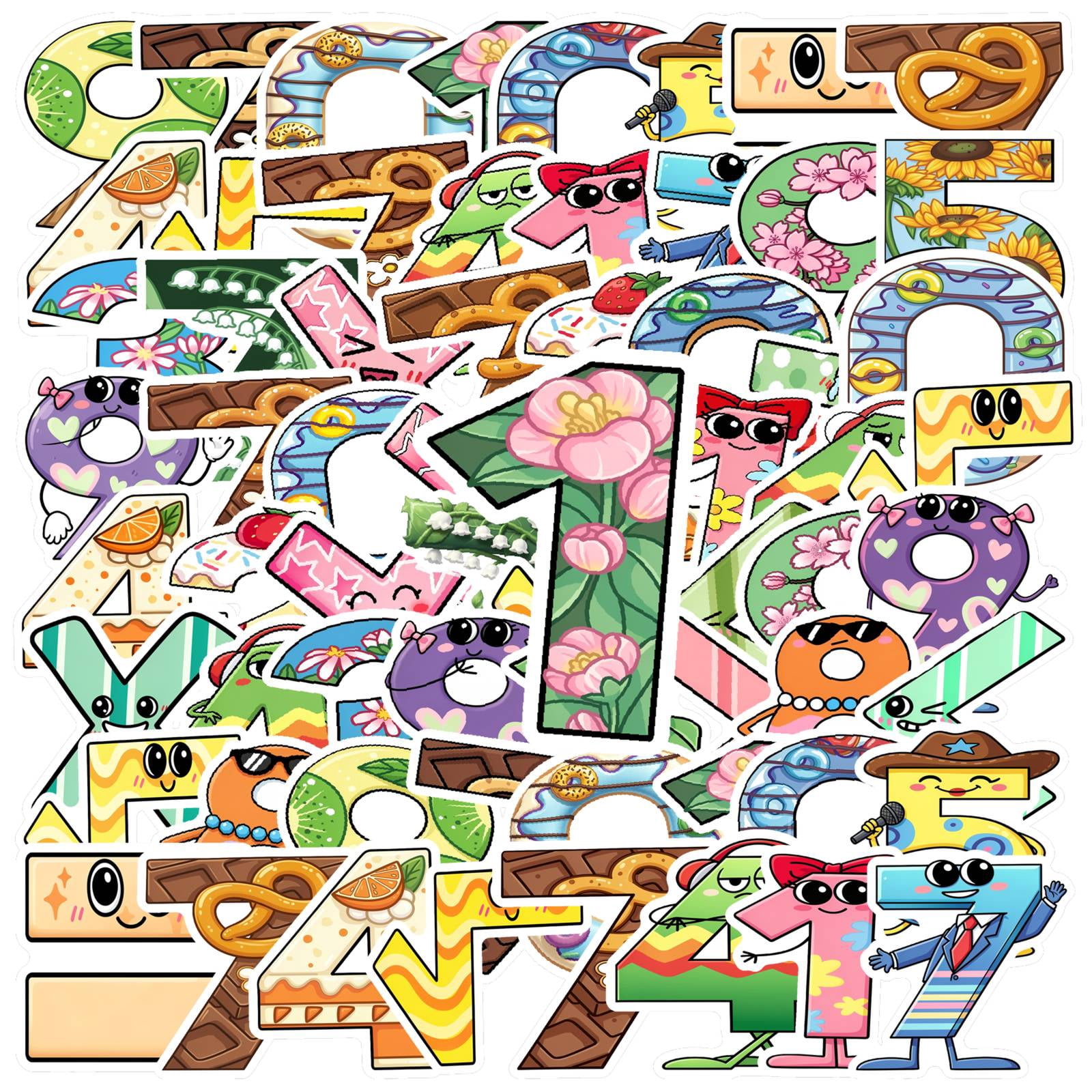 35pcs-50pcs Cute Numerical Stationery Stickers Cartoon Kids Stickers ...