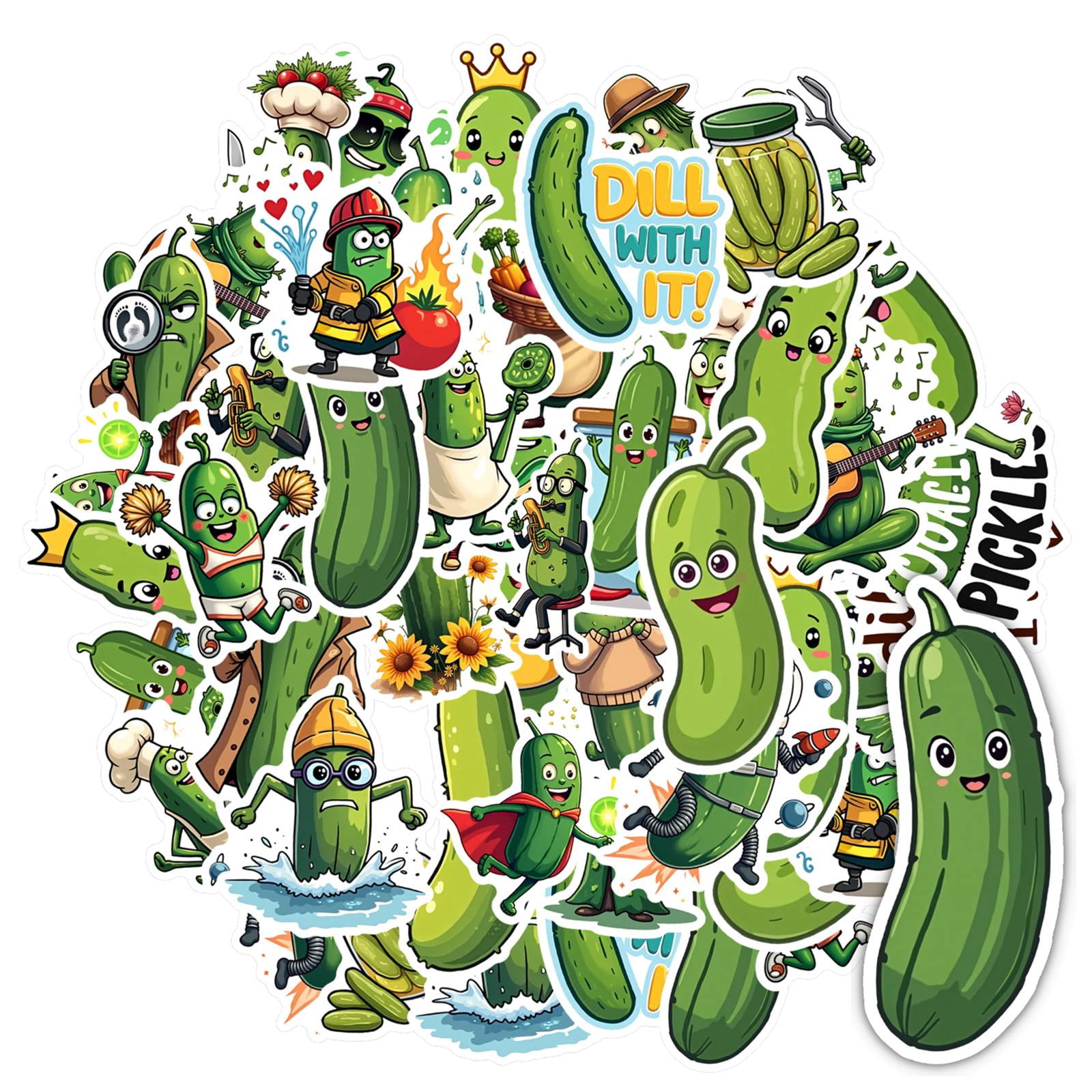 35pcs-50pcs Cute Pickle Stickers Funny Stationery Stickers Humorous ...