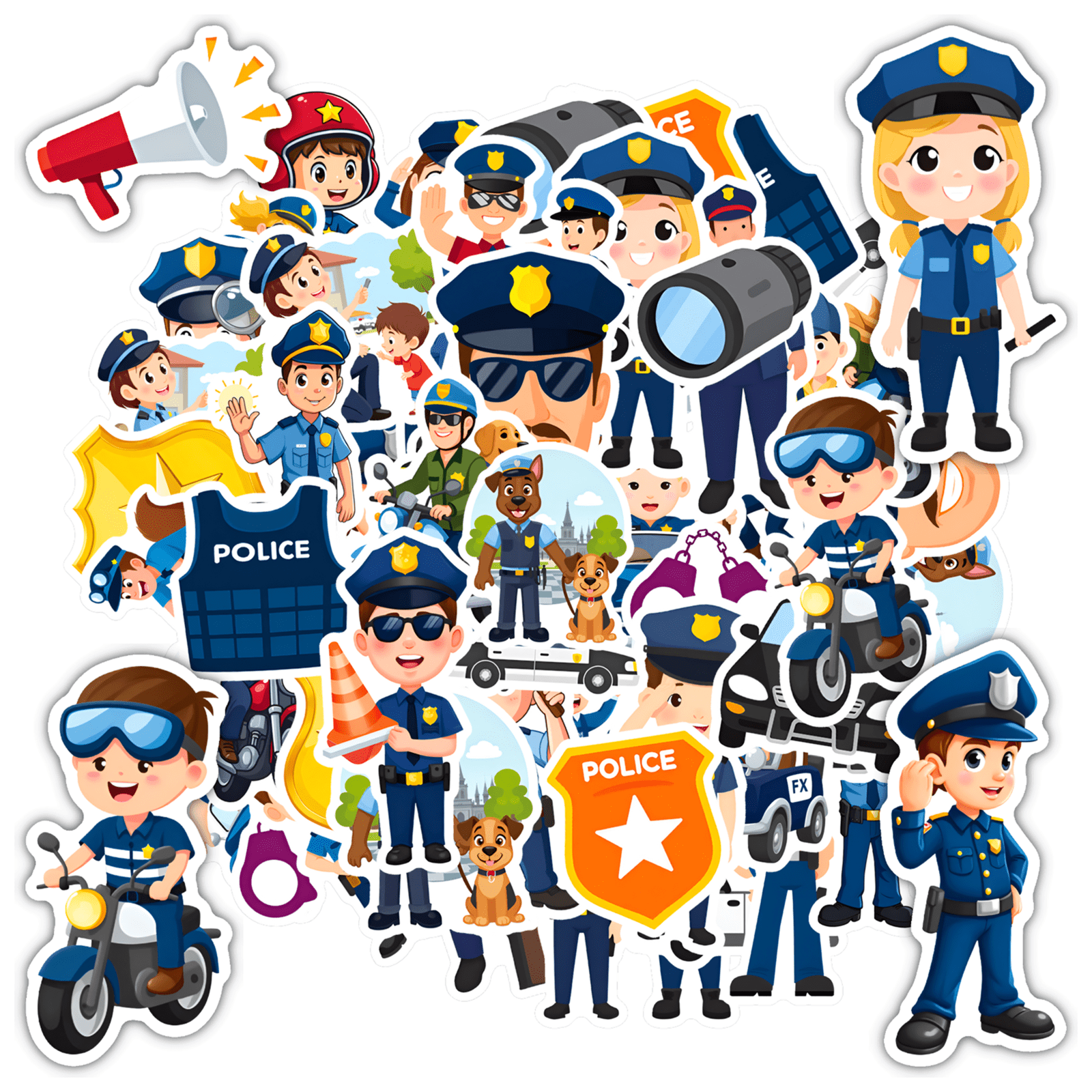 35pcs-50pcs Cute Stationery Stickers Police Kids Sticker Toy Funny ...