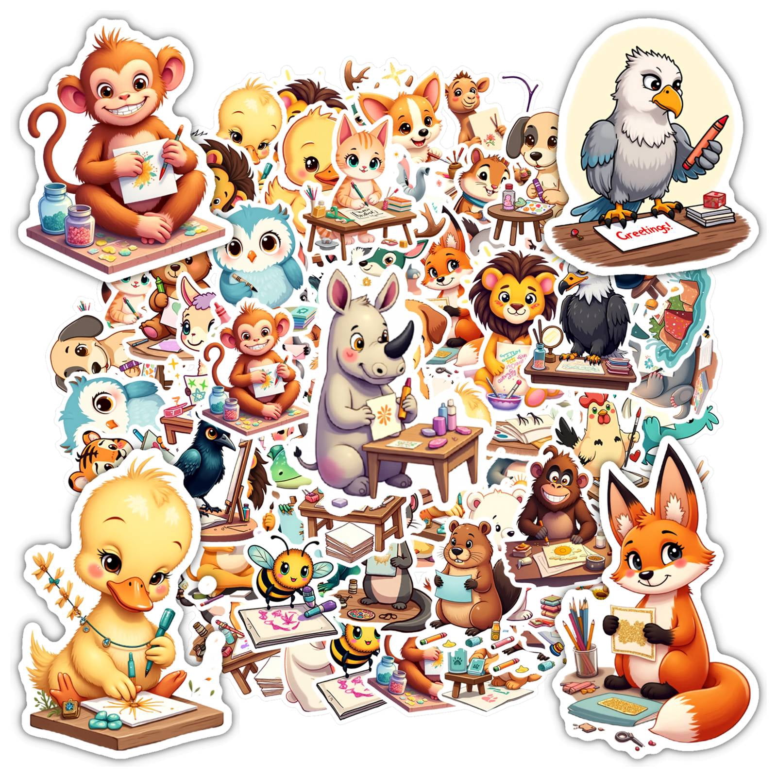 35pcs-50pcs Cute Stickers Animal Kids Stickers Cartoon Stationery ...