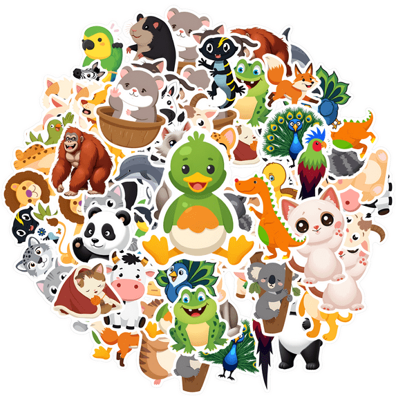 35pcs-50pcs Cute Stickers Animal Kids Stickers PVC Sticker Stationery ...