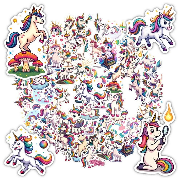 35pcs-50pcs Cute Unicorn Stickers Fantasy Mythical Creatures Stickers ...