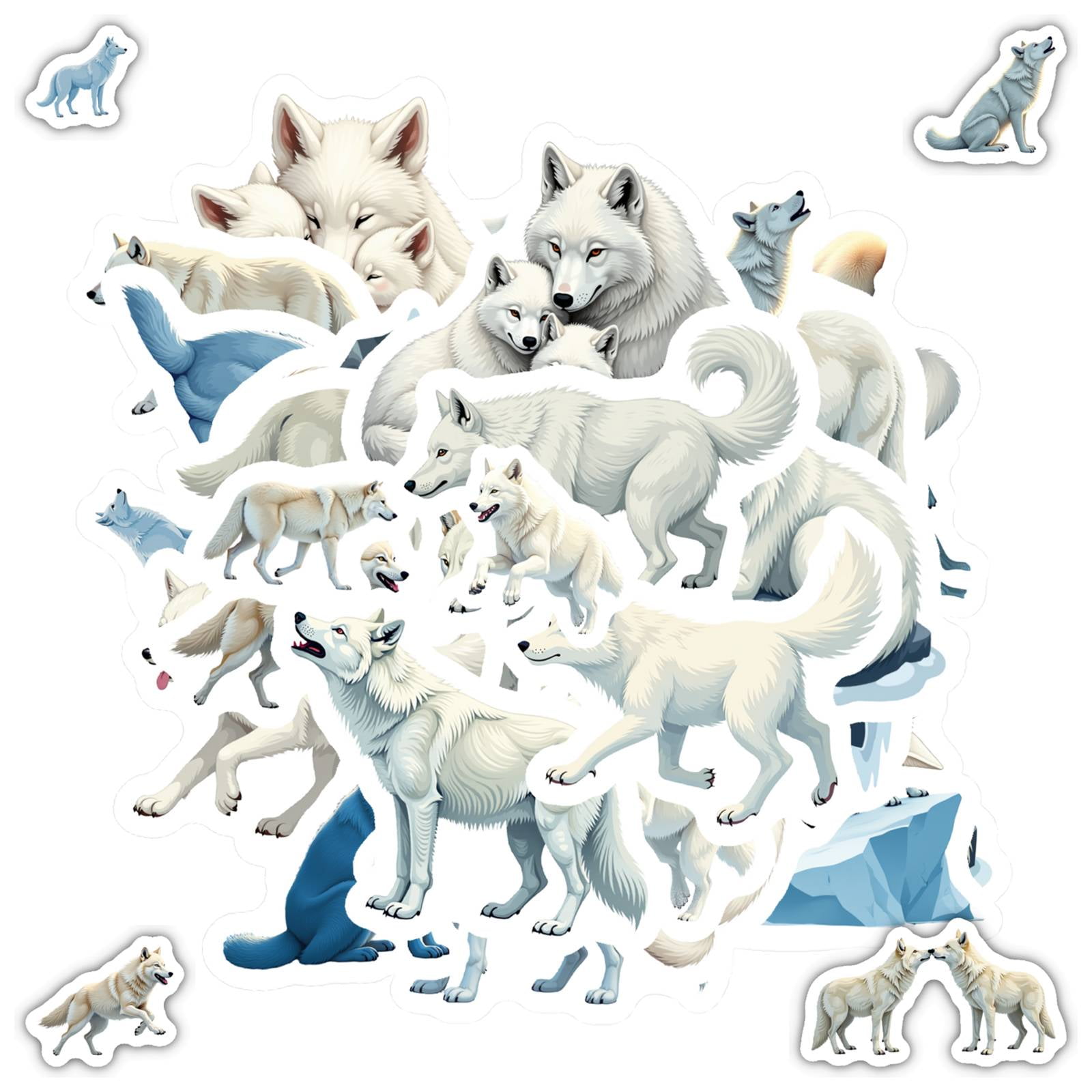 35pcs-50pcs Elegant Animal Stationery Stickers Arctic Wolf Pack Kids ...