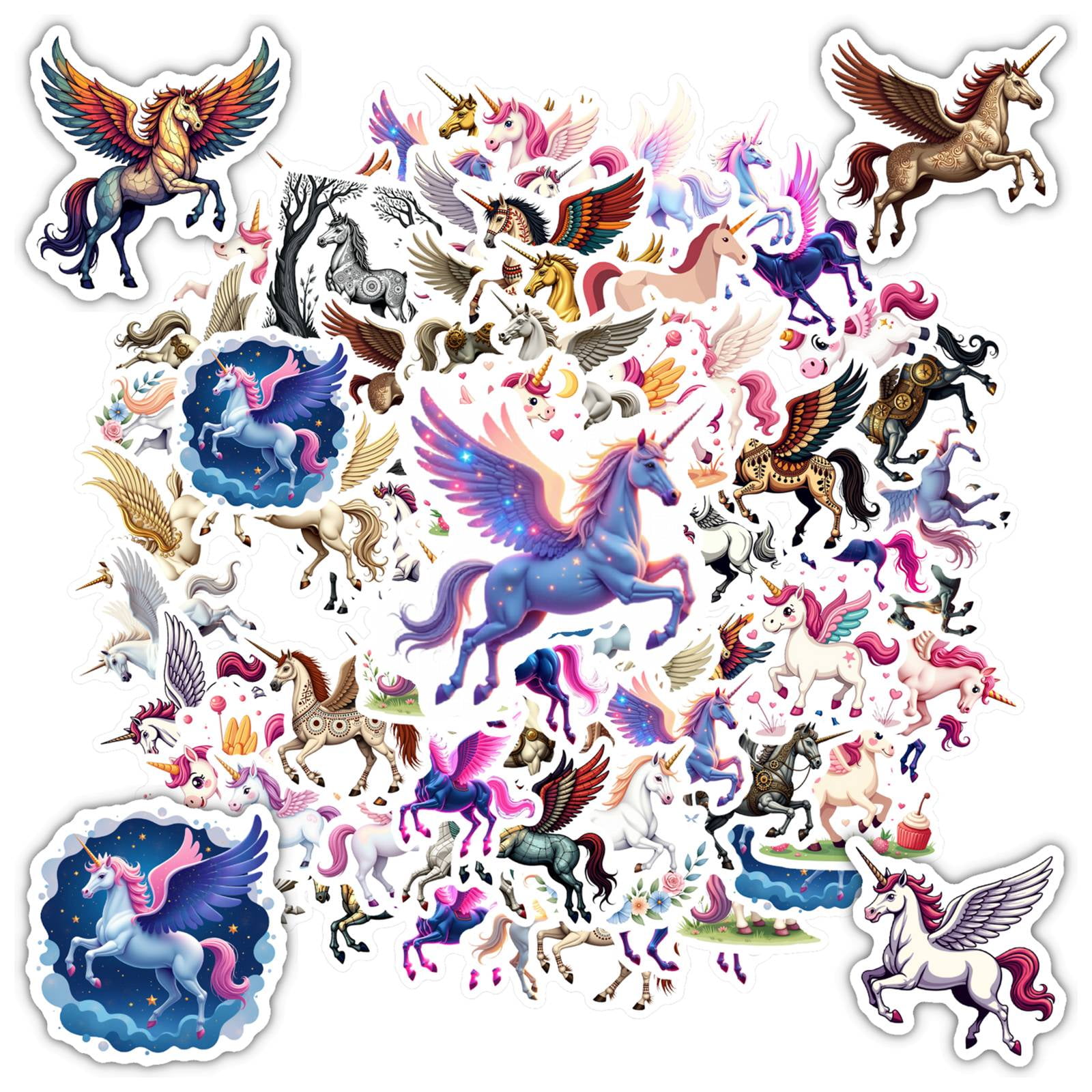 35pcs-50pcs Elegant Unicorn Stickers Majestic Stationery Pegasus ...