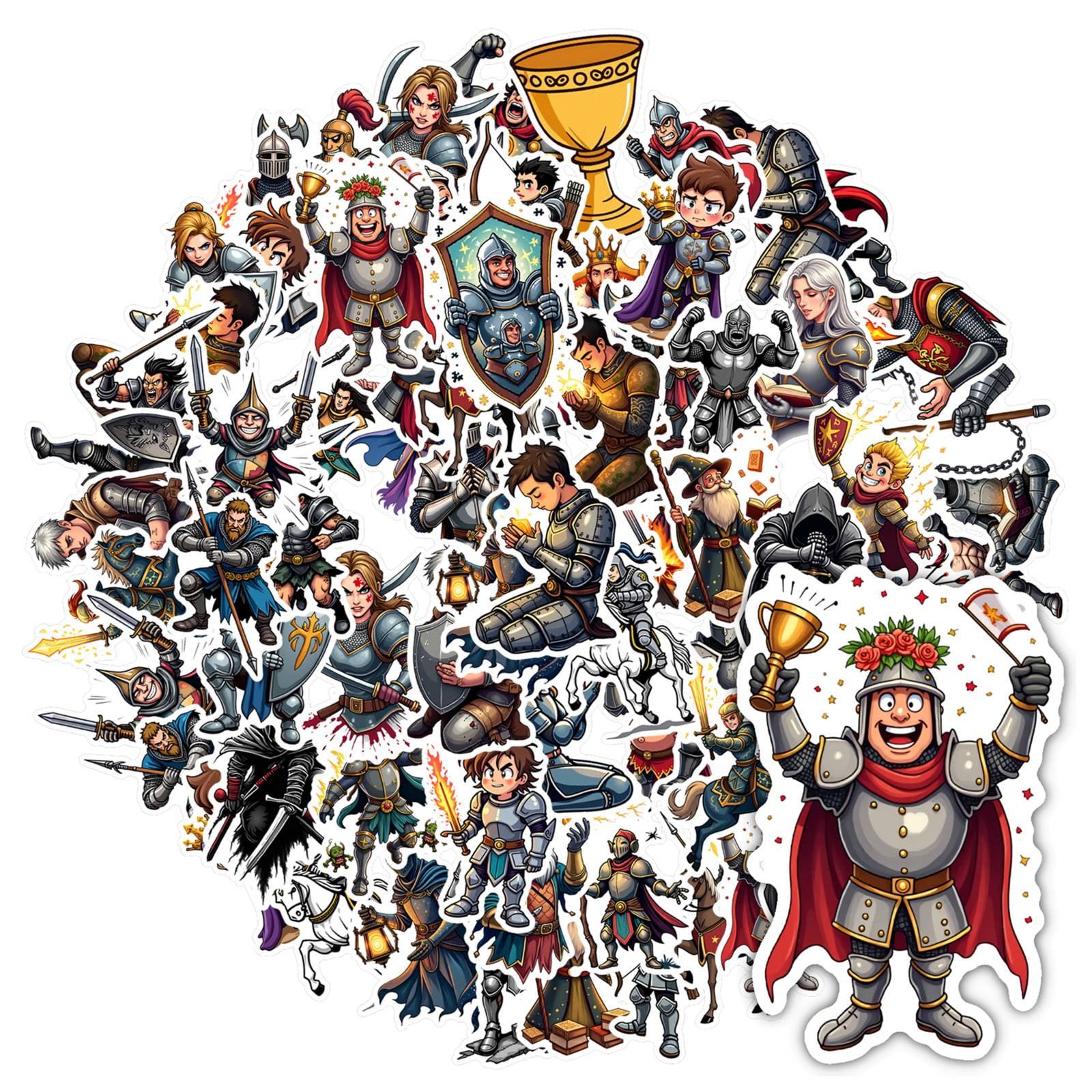35pcs-50pcs Epic Knight Stickers Medieval Warrior Decals Fantasy Kids ...