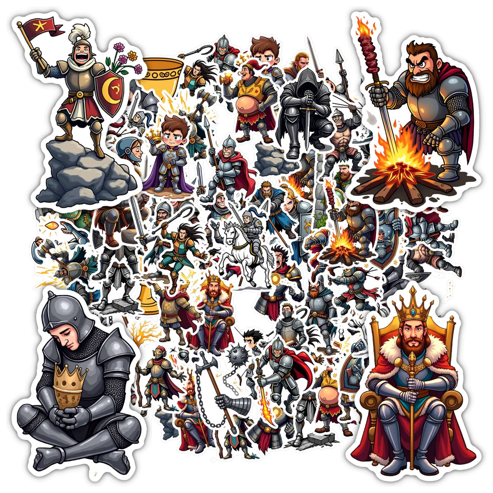 35pcs-50pcs Epic Knight Stickers Medieval Warrior Decals Fantasy Kids ...
