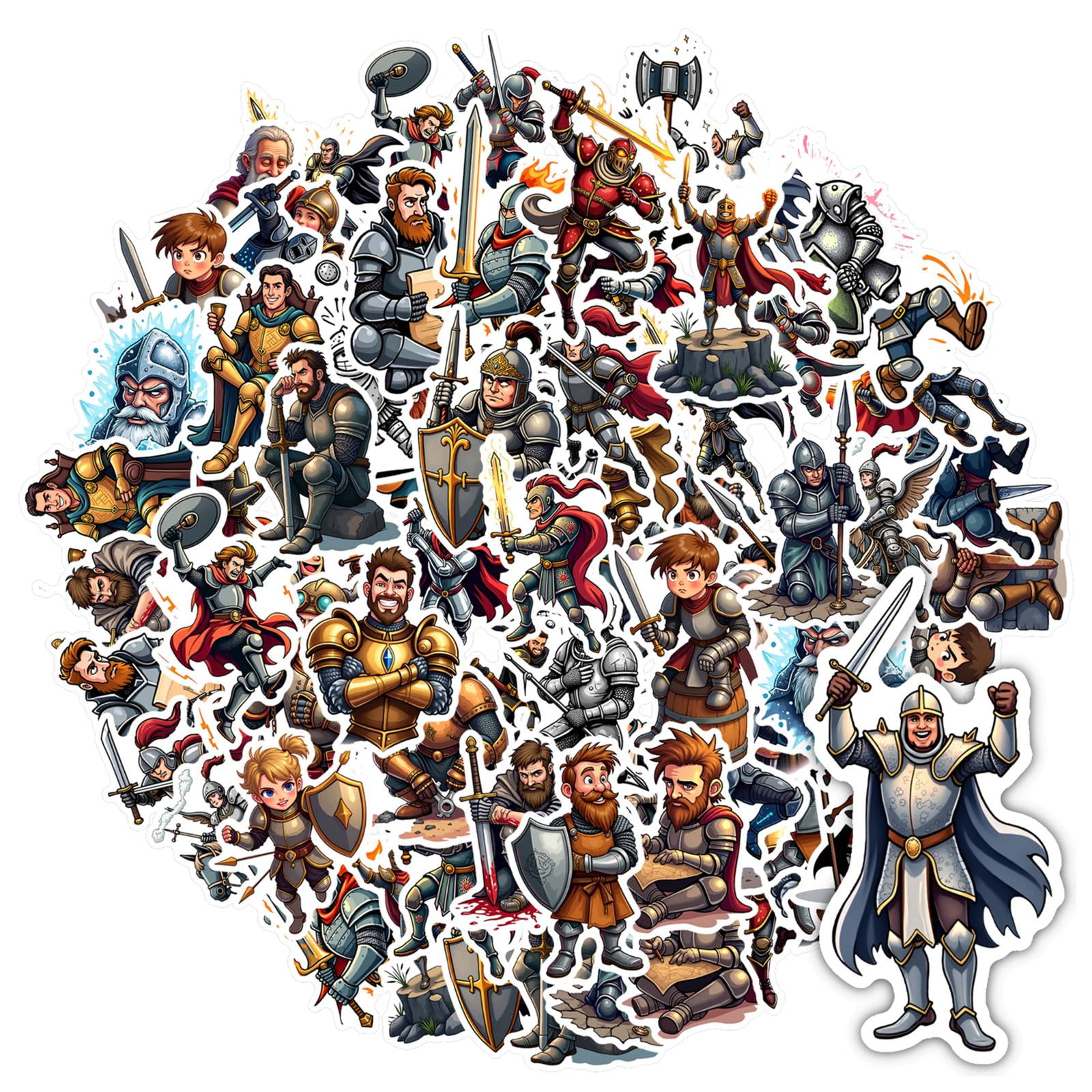 35pcs-50pcs Epic Stickers Knight Fantasy Warriors Stickers Adventure ...