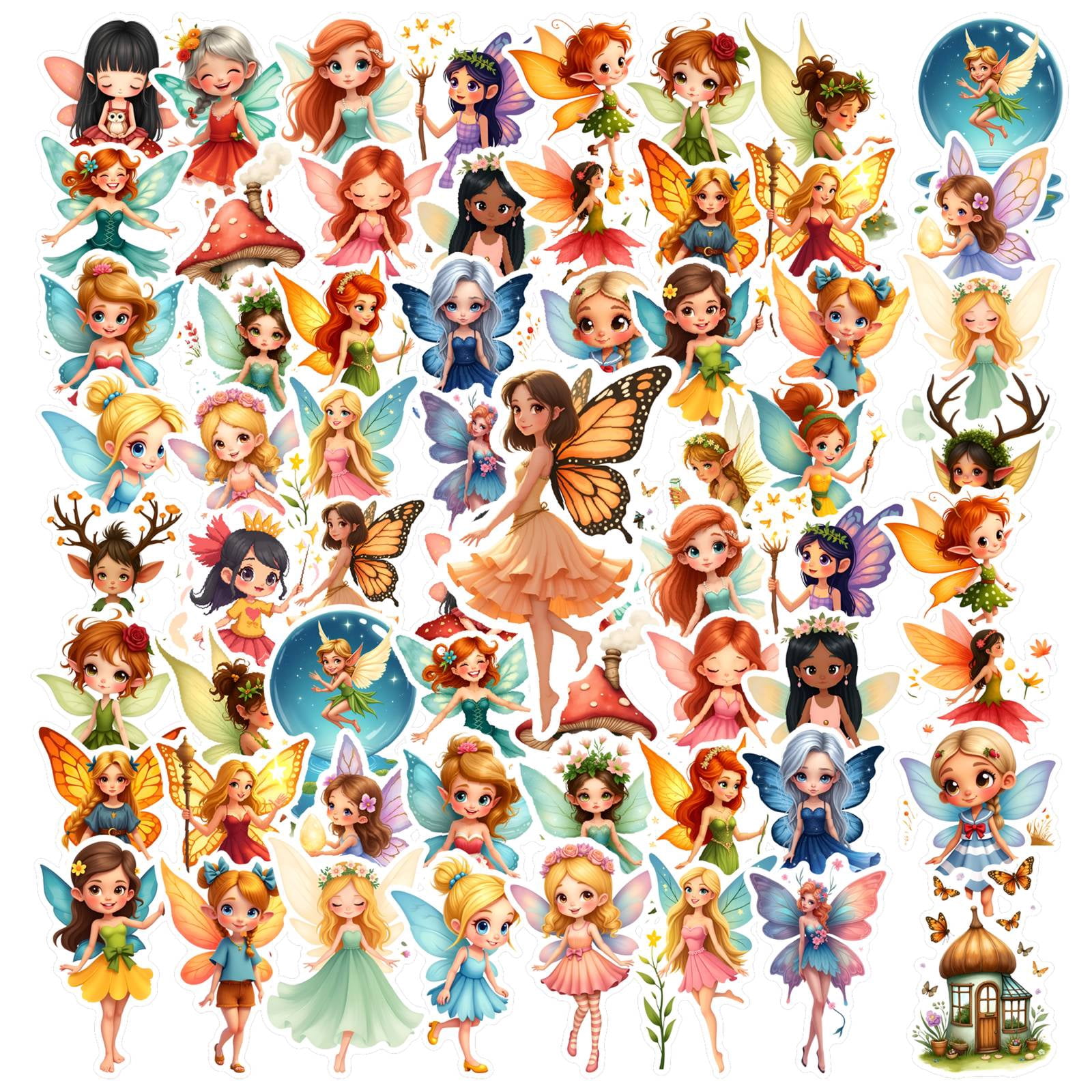 35pcs-50pcs Fairy Stickers Stationery Stickers Fantasy Kids Stickers ...