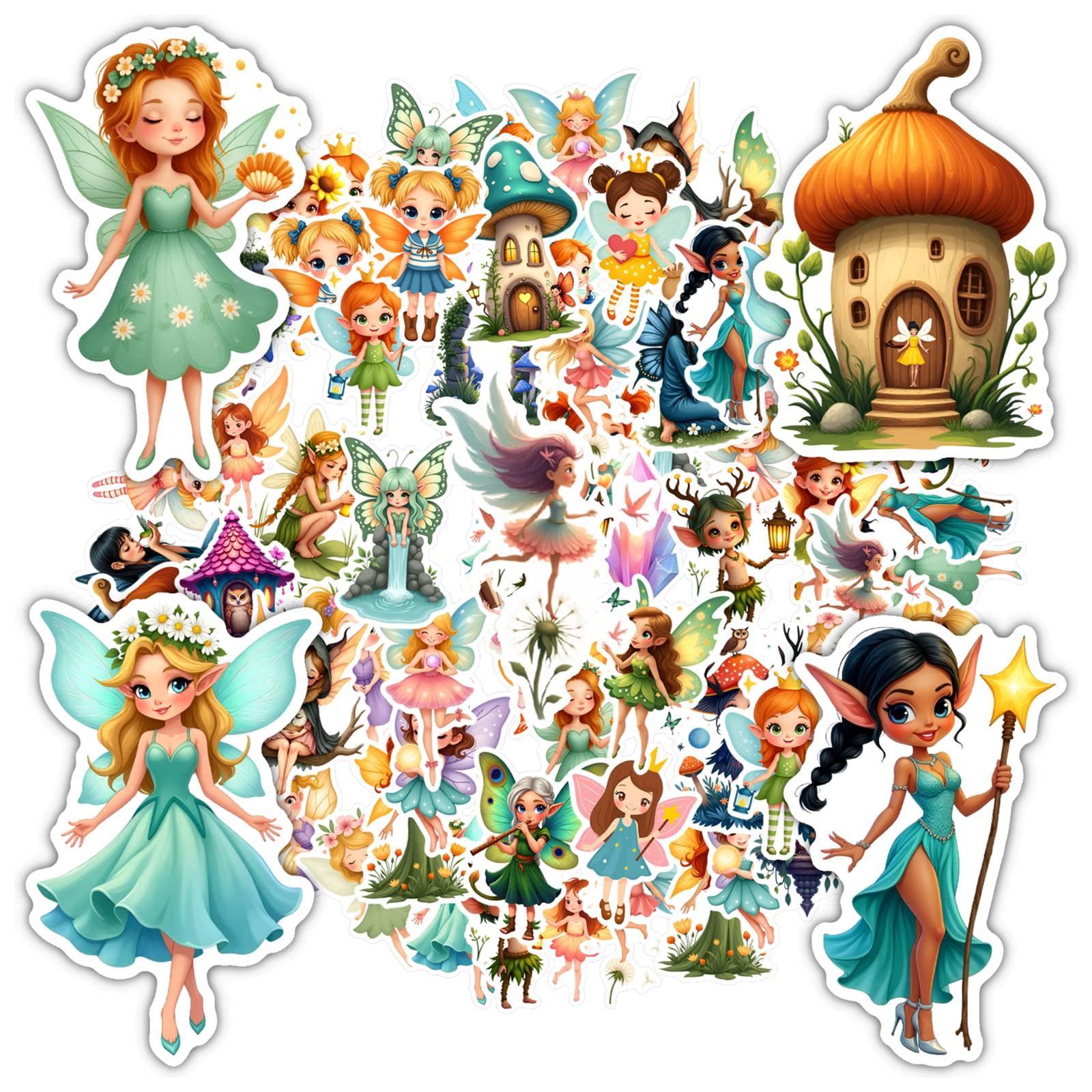 35pcs-50pcs Fairy Stickers Stationery Stickers Fantasy Kids Stickers ...