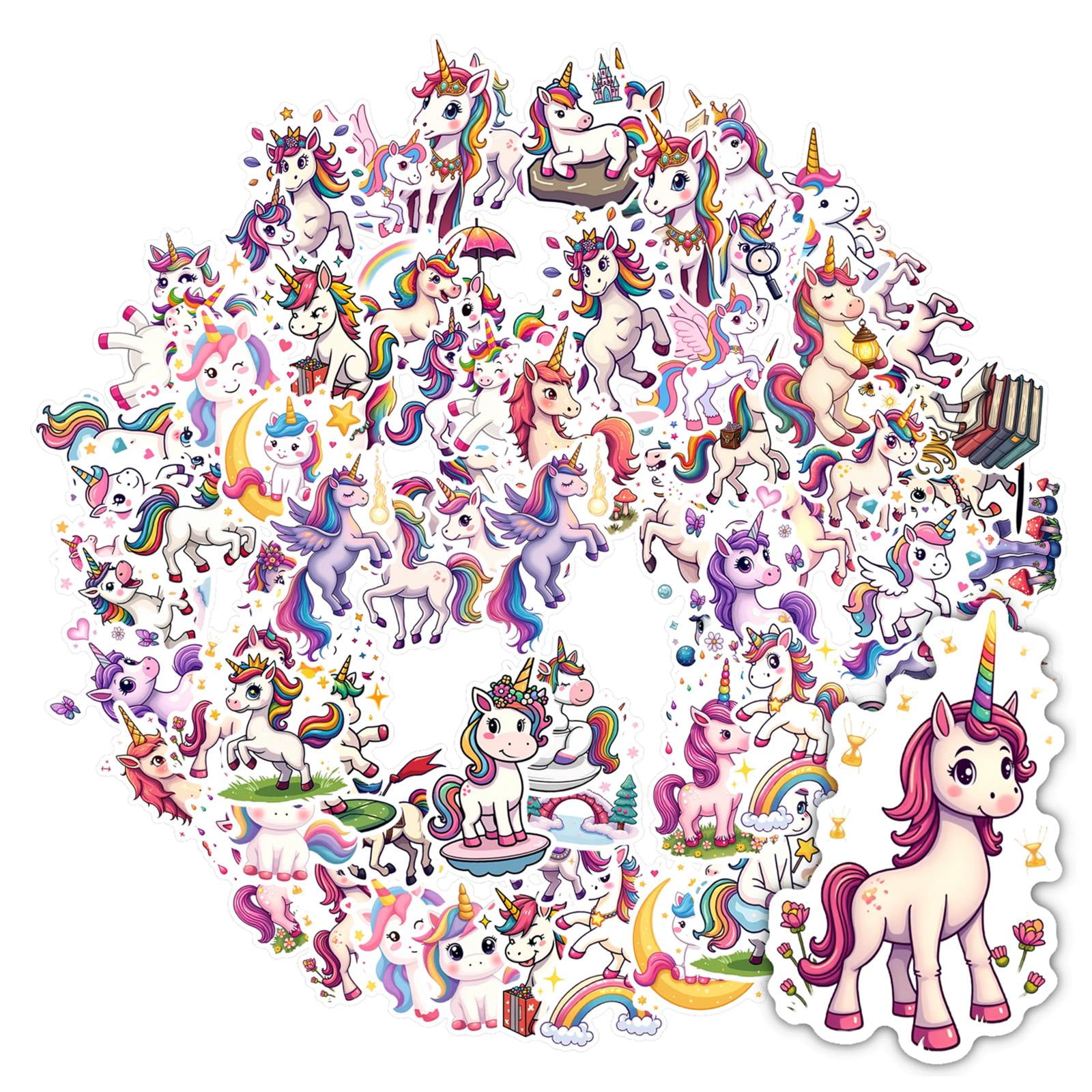 35pcs-50pcs Fantasy Unicorn Stationery Stickers Rainbow Graffiti Decals ...