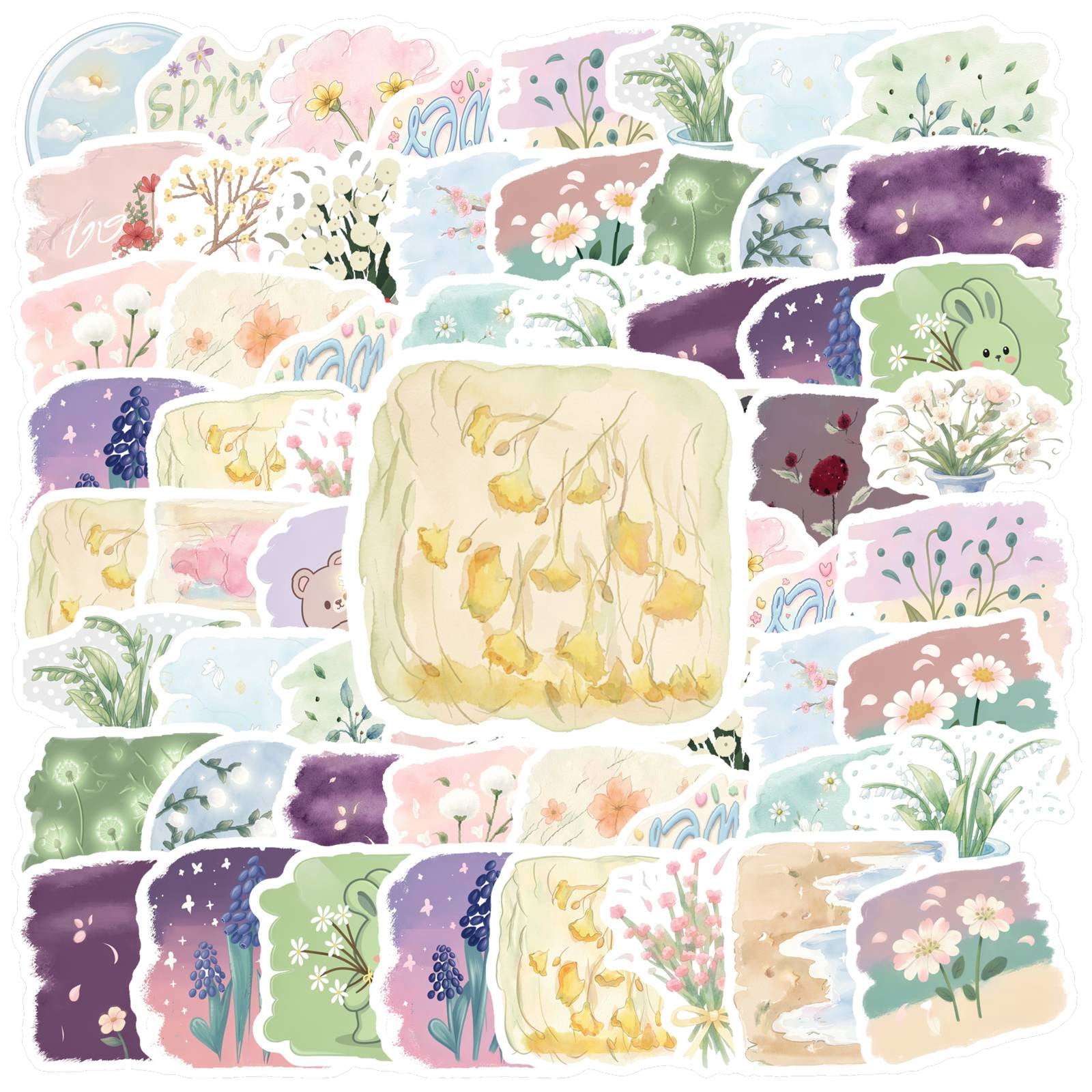 35pcs-50pcs Floral Stickers Animal Bunny Stickers Nature Kids Stickers ...