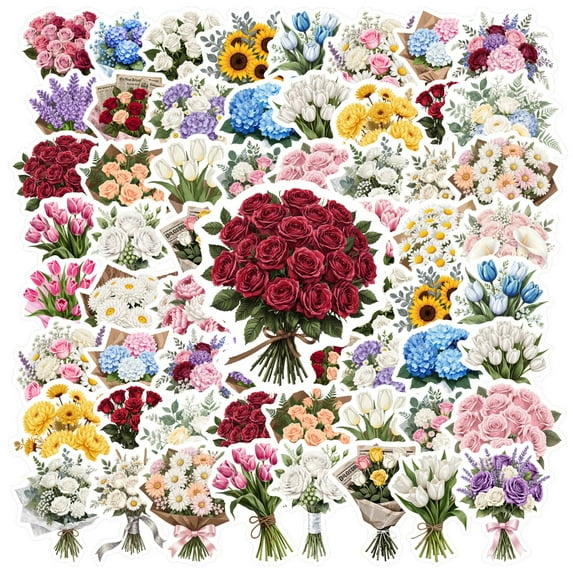35pcs-50pcs Floral Stickers Bouquet Stationery Stickers Nature Kids ...