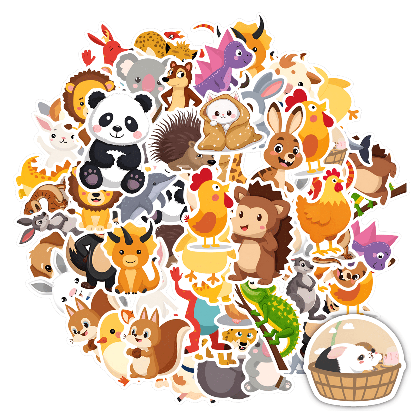35pcs-50pcs Funny Animal Stickers Cute Cartoon Decals Kids Stickers for Notebooks Laptops ...