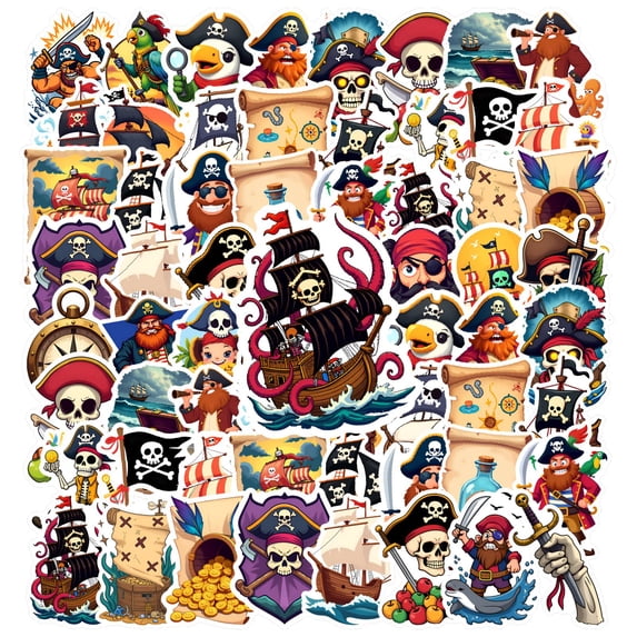 35pcs-50pcs Funny Pirate Stickers Nautical Kids Stickers Pirate ...