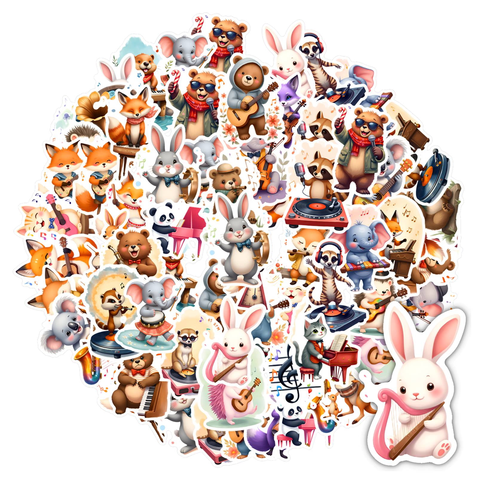 35pcs-50pcs Funny Stickers Kids Animal Stickers PVC Graffiti Stationery ...