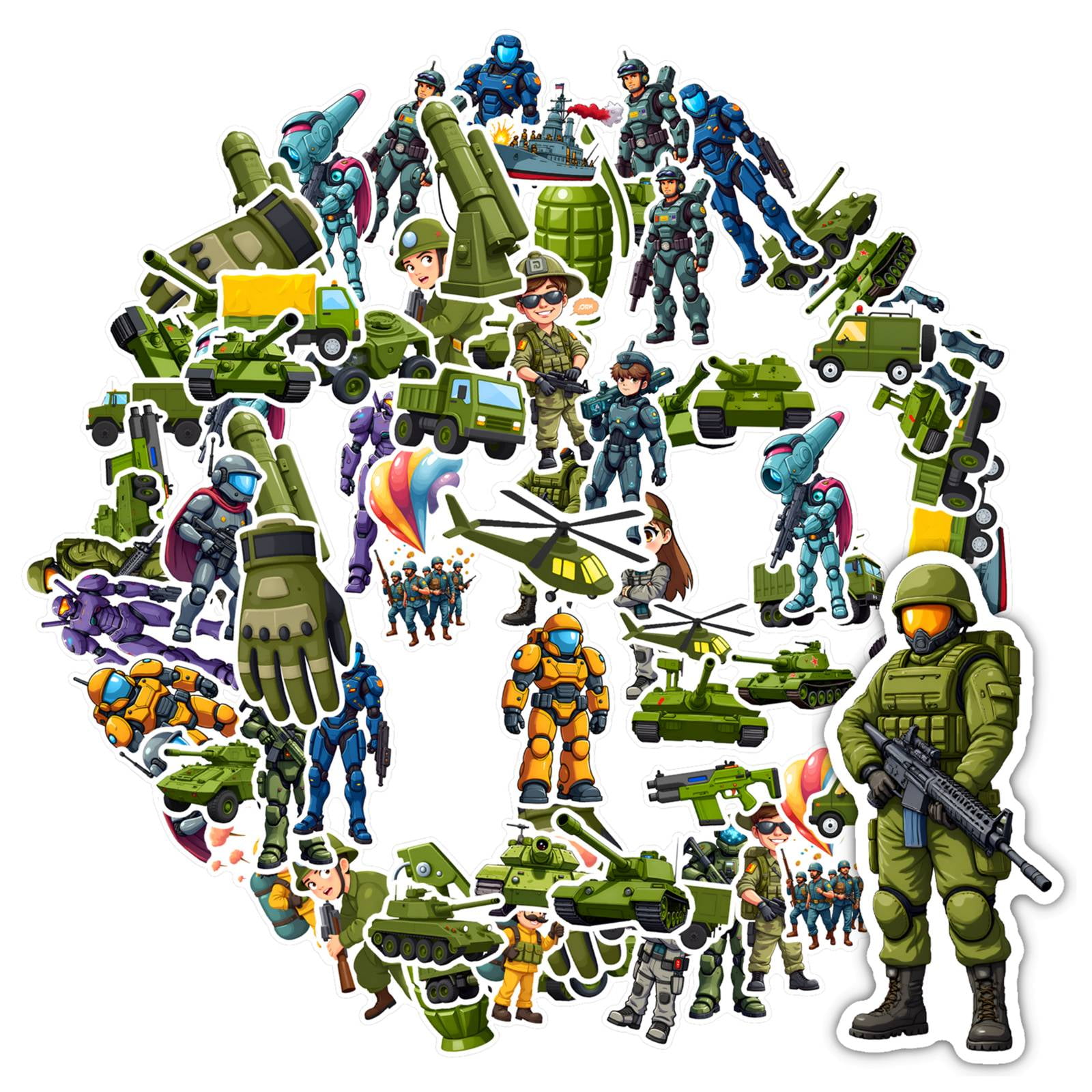 35pcs-50pcs Green Military Stickers Cartoon Soldiers Stickers Tank ...