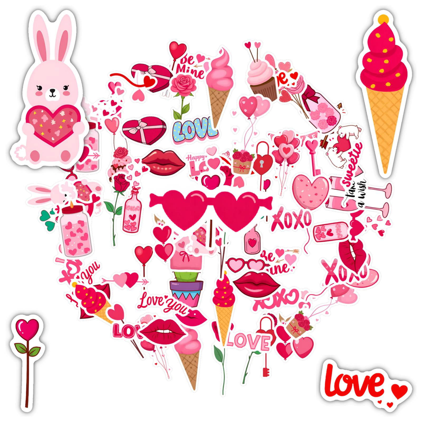 35pcs-50pcs Heart Stickers Valentines Stationery Stickers Romantic DIY ...