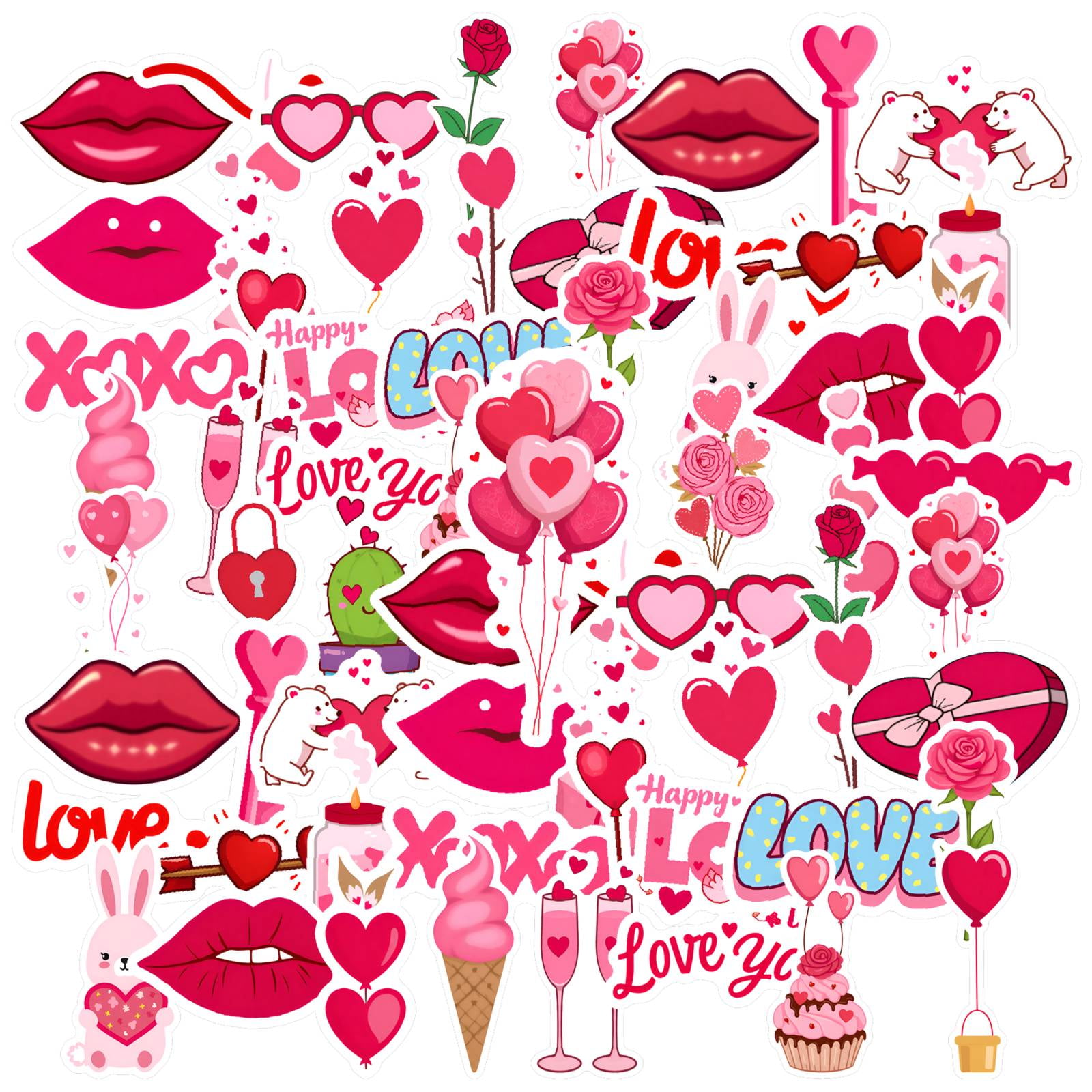 35pcs-50pcs Heart Stickers Valentines Stationery Stickers Romantic DIY ...