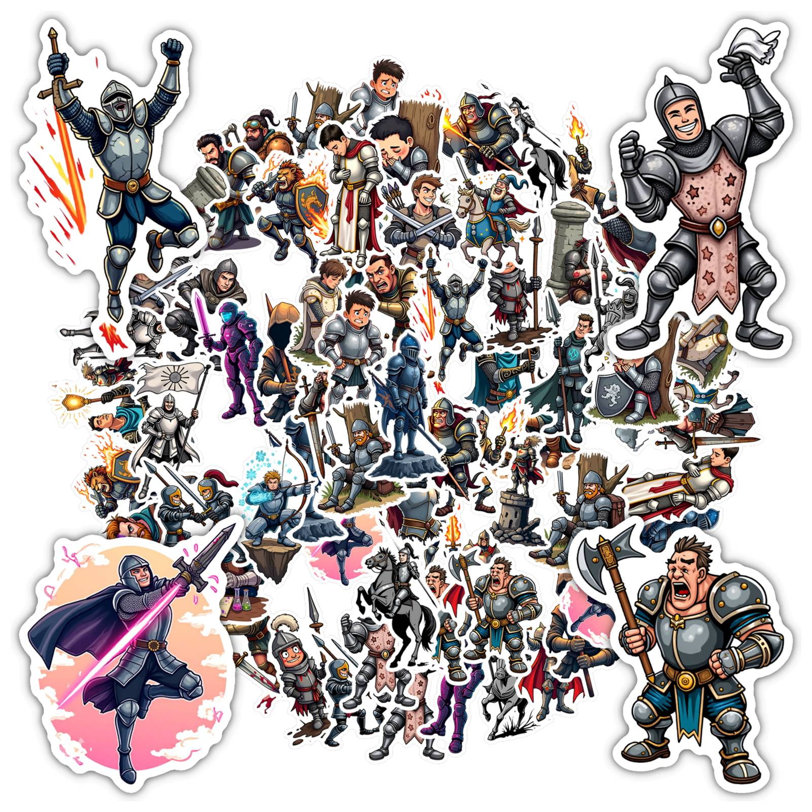 35pcs-50pcs Heroic Stationery Stickers Knight Funny Stickers Warrior ...