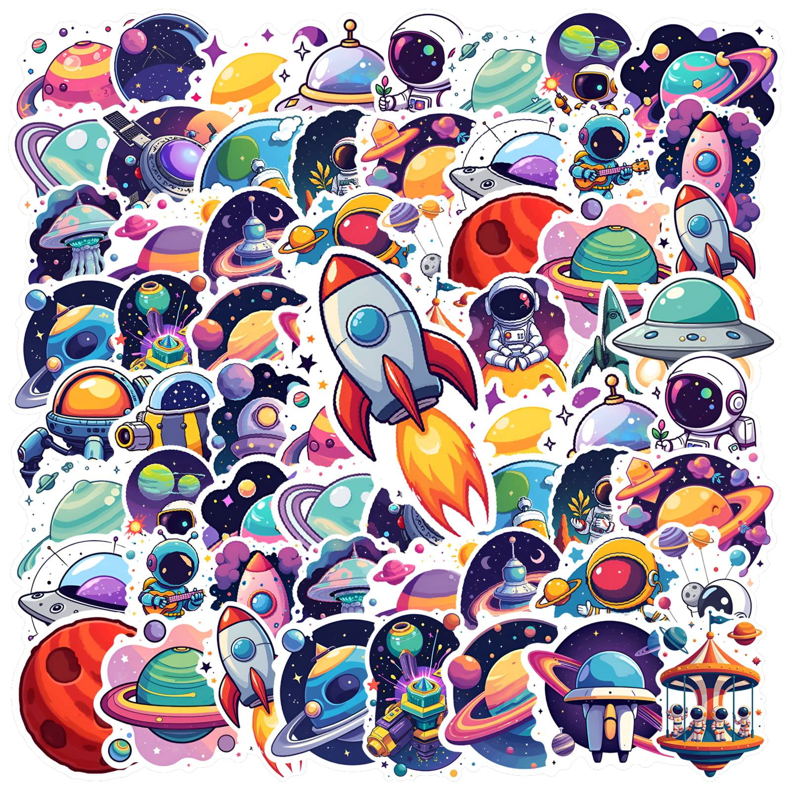 35pcs-50pcs Kids Stickers Astronaut Decals Alien Graffiti Rocket ...