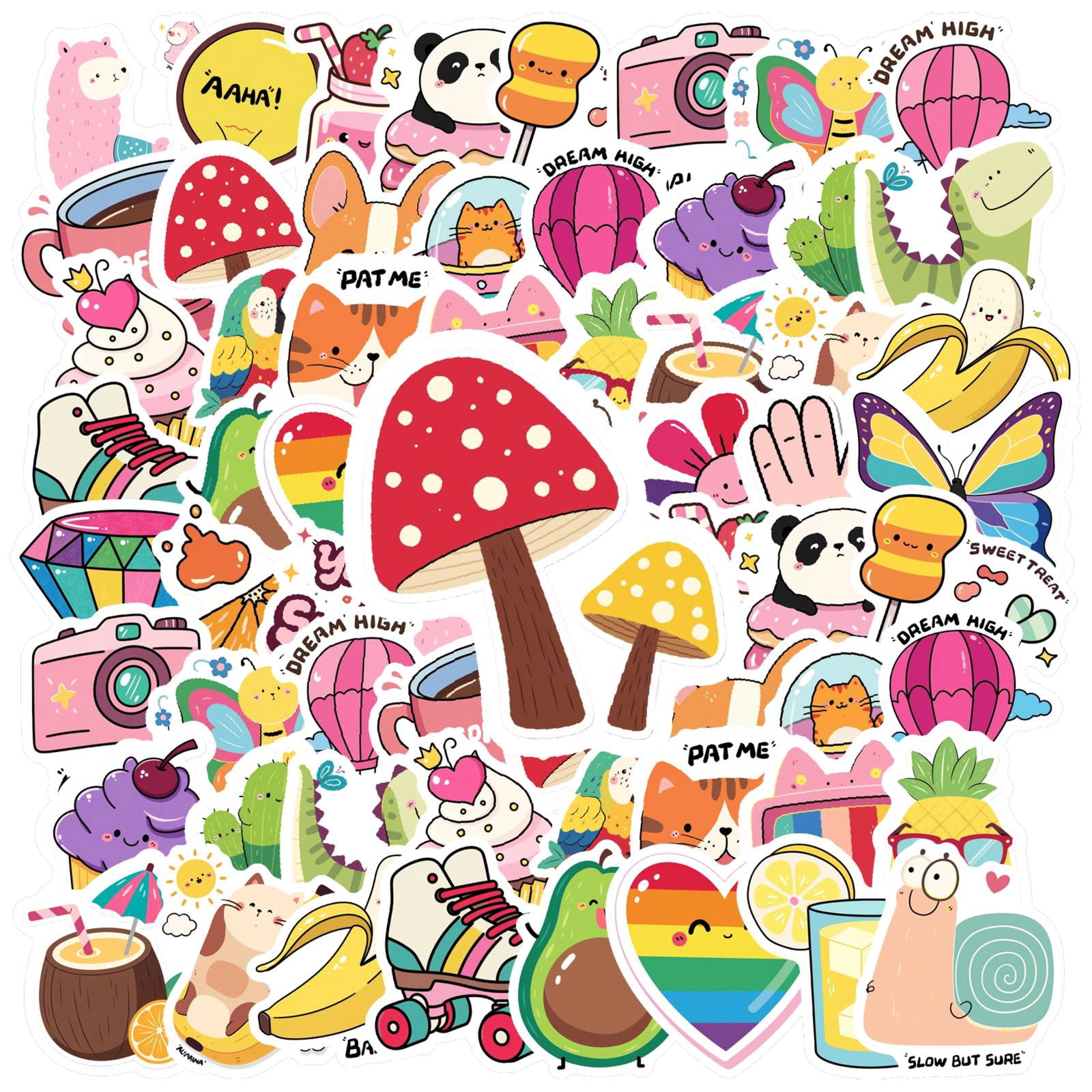 35pcs-50pcs Lovely Animal Stickers Cute Food Stickers Cartoon Nature ...