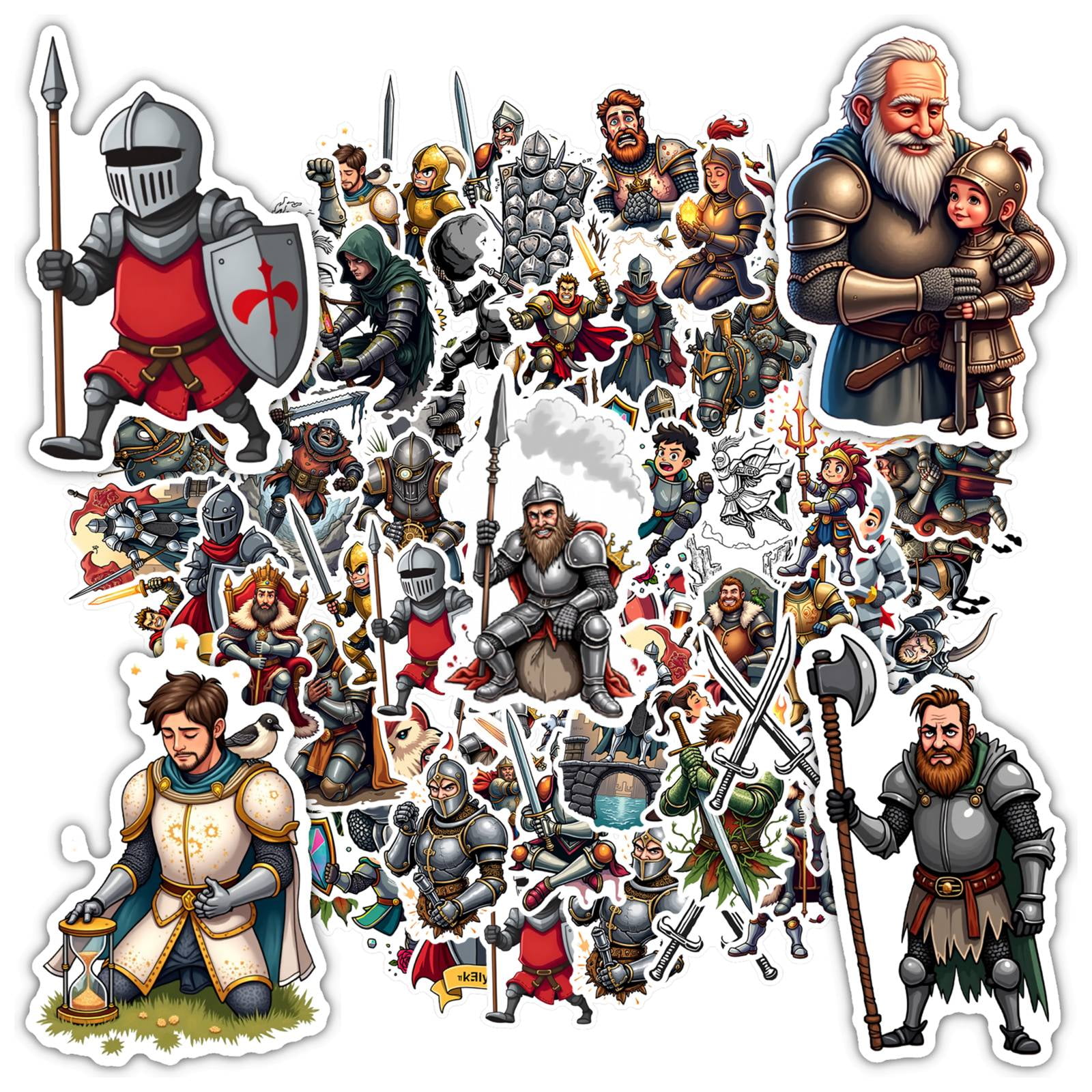 35pcs-50pcs Medieval Stickers Knight Stickers Fantasy Warrior Stickers ...