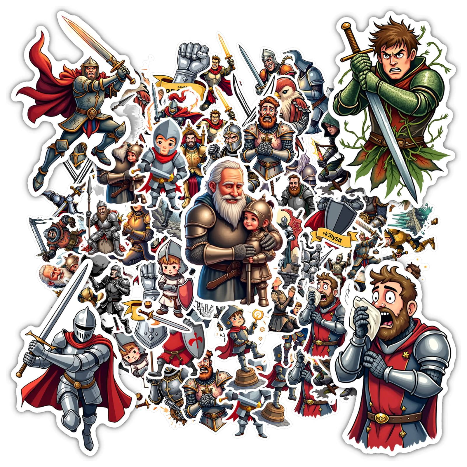 35pcs-50pcs Medieval Stickers Knight Stickers Fantasy Warrior Stickers ...