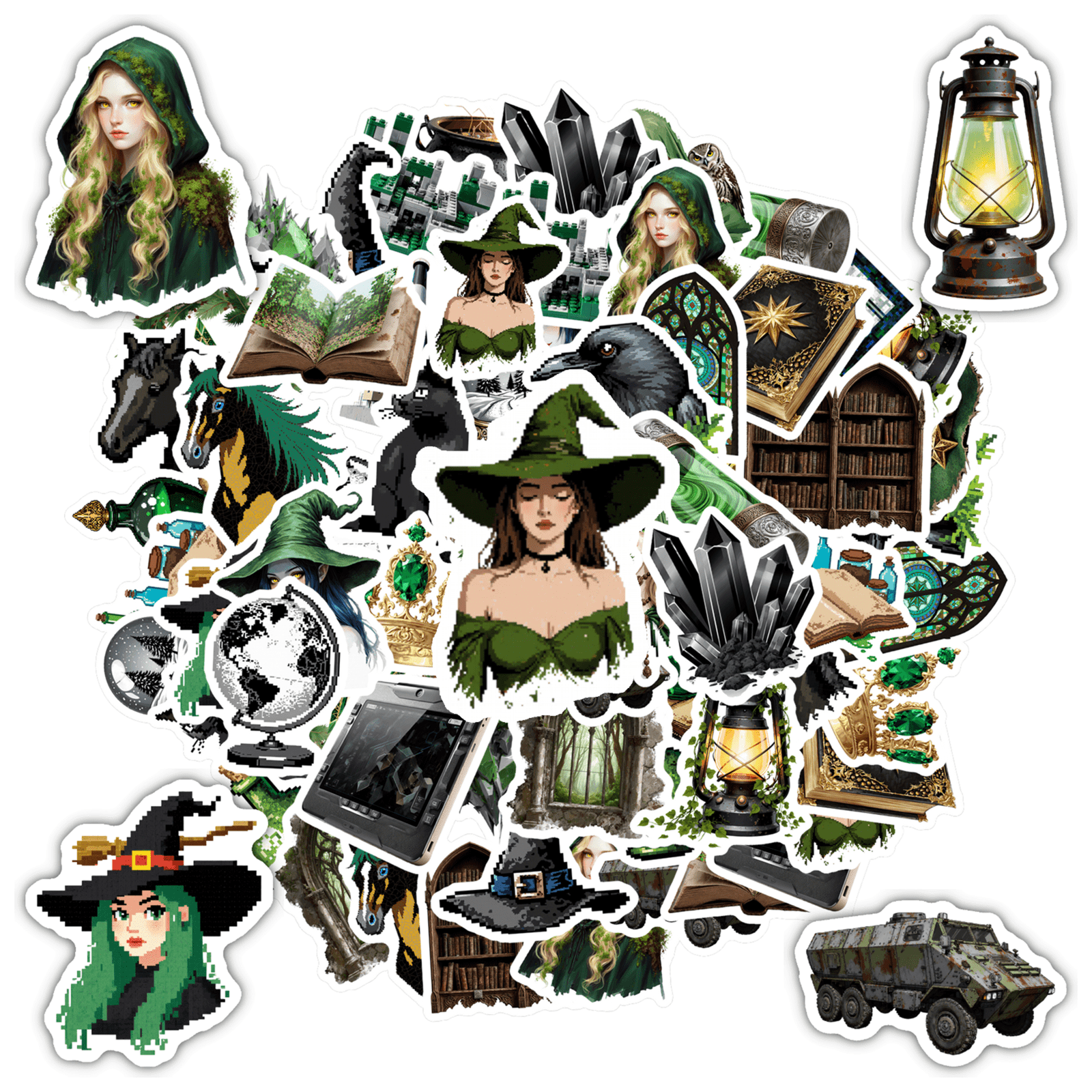 35pcs-50pcs Mystical Stickers Stationery Stickers Gothic Decals Wizard ...