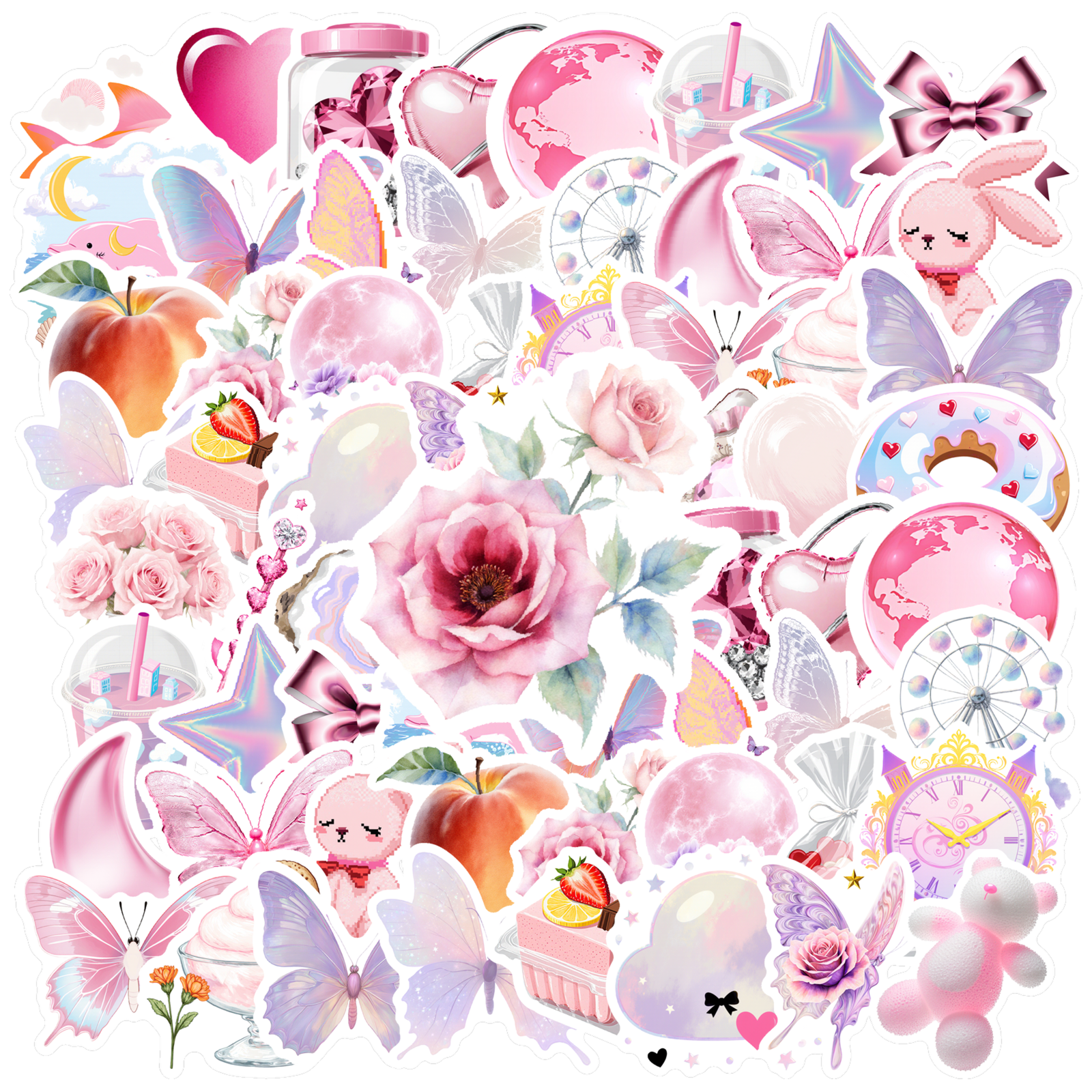 35pcs-50pcs Pastel Stickers Kids Stickers Toy Butterfly Stationery ...