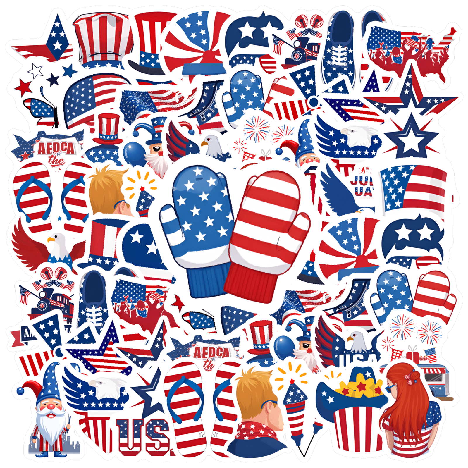 35pcs-50pcs Patriotic Animal Stickers Graffiti Stickers USA Kids ...