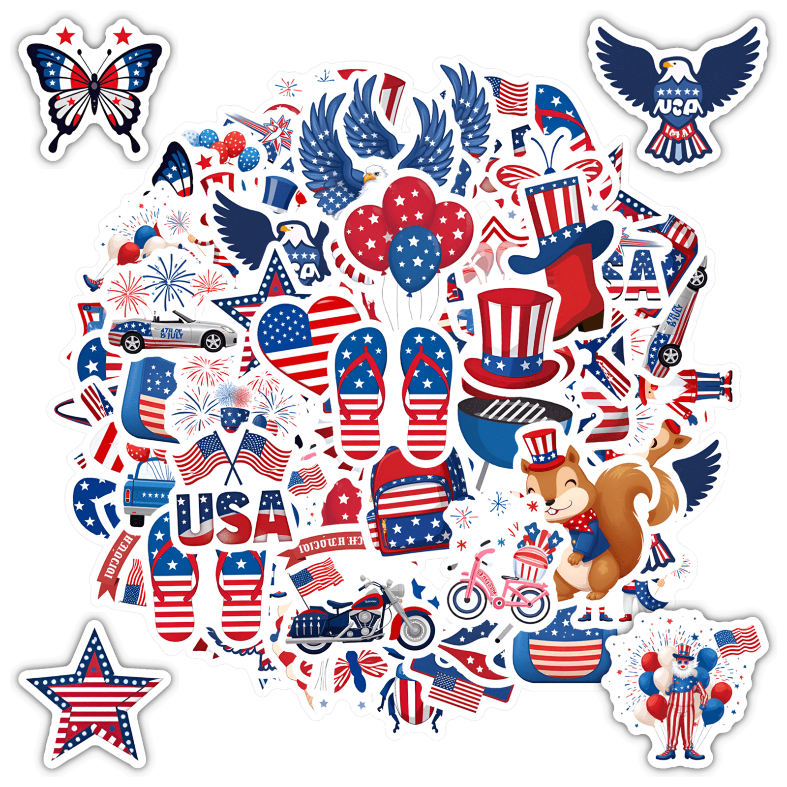 35pcs-50pcs Patriotic Stationery Stickers Independence Day Kids ...