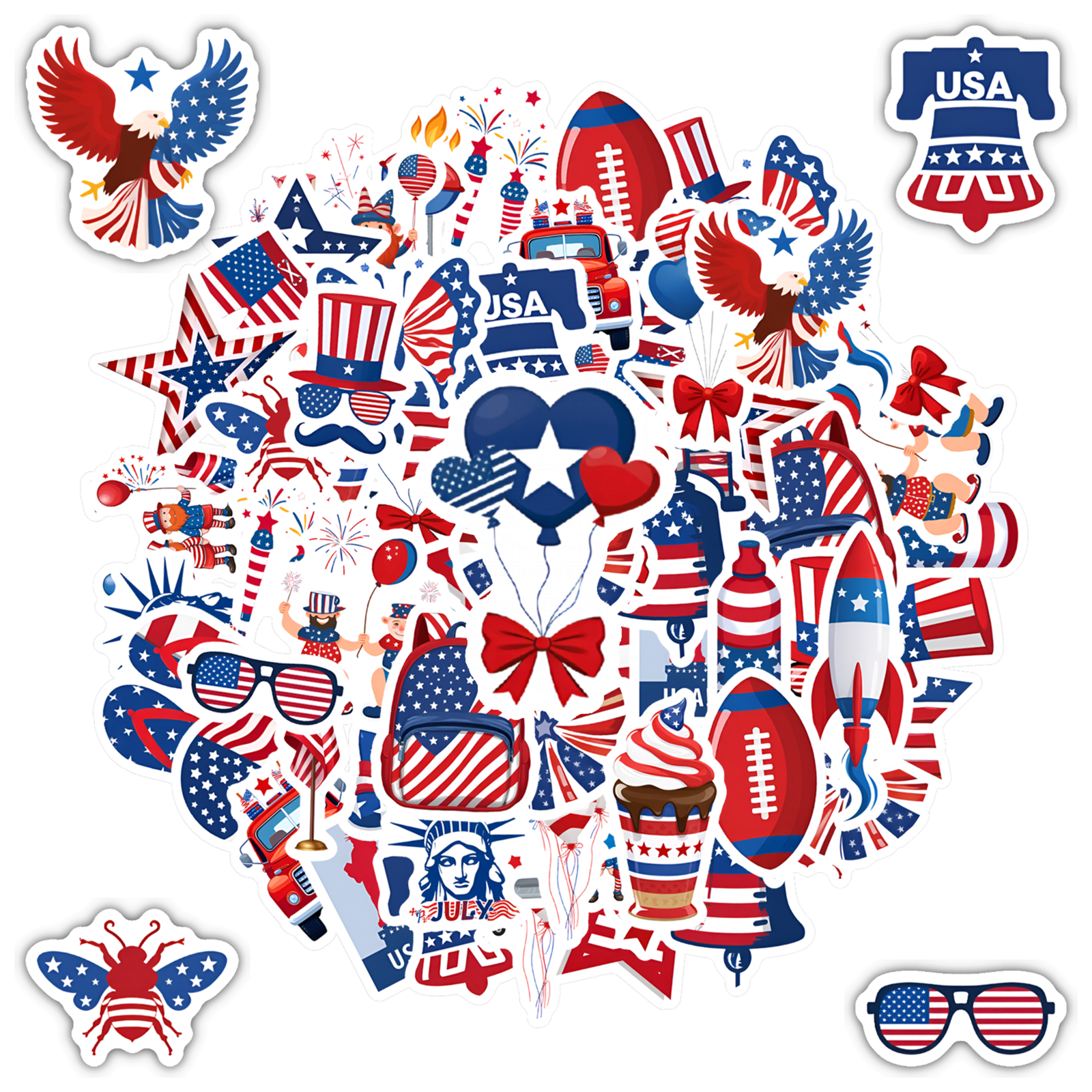 35pcs-50pcs Patriotic Stickers American Decor Stickers Independence Day ...
