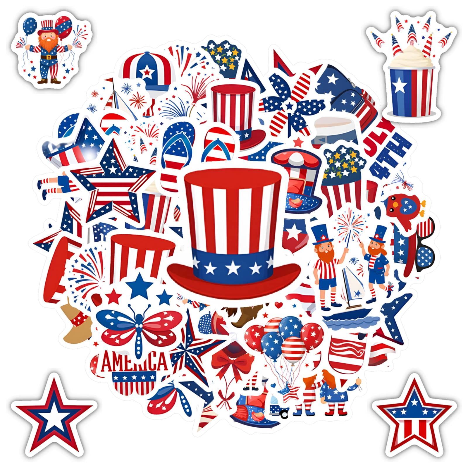 35pcs-50pcs Patriotic Stickers Stationery Stickers Star Stickers ...