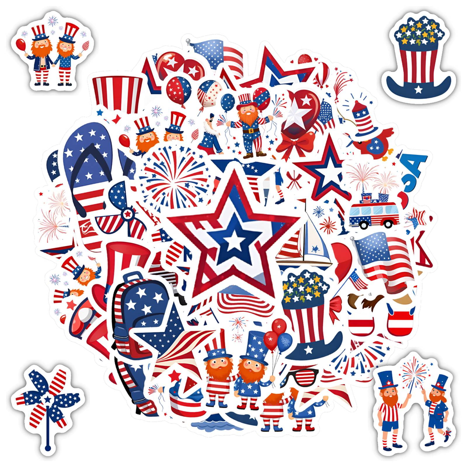 35pcs-50pcs Patriotic Stickers Stationery Stickers Star Stickers ...