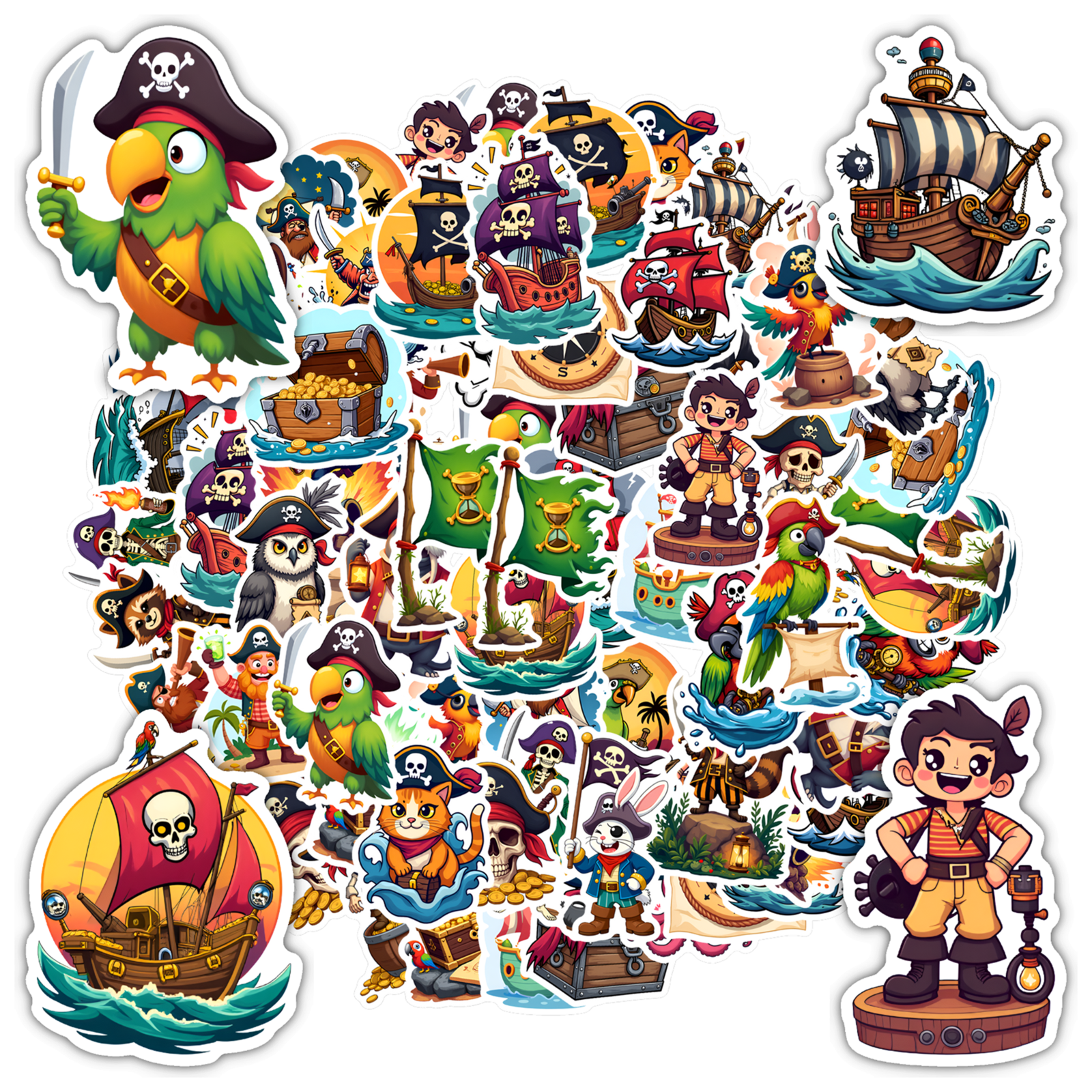 35pcs-50pcs Pirate Stickers Skull Graffiti Treasure Stickers Kids ...