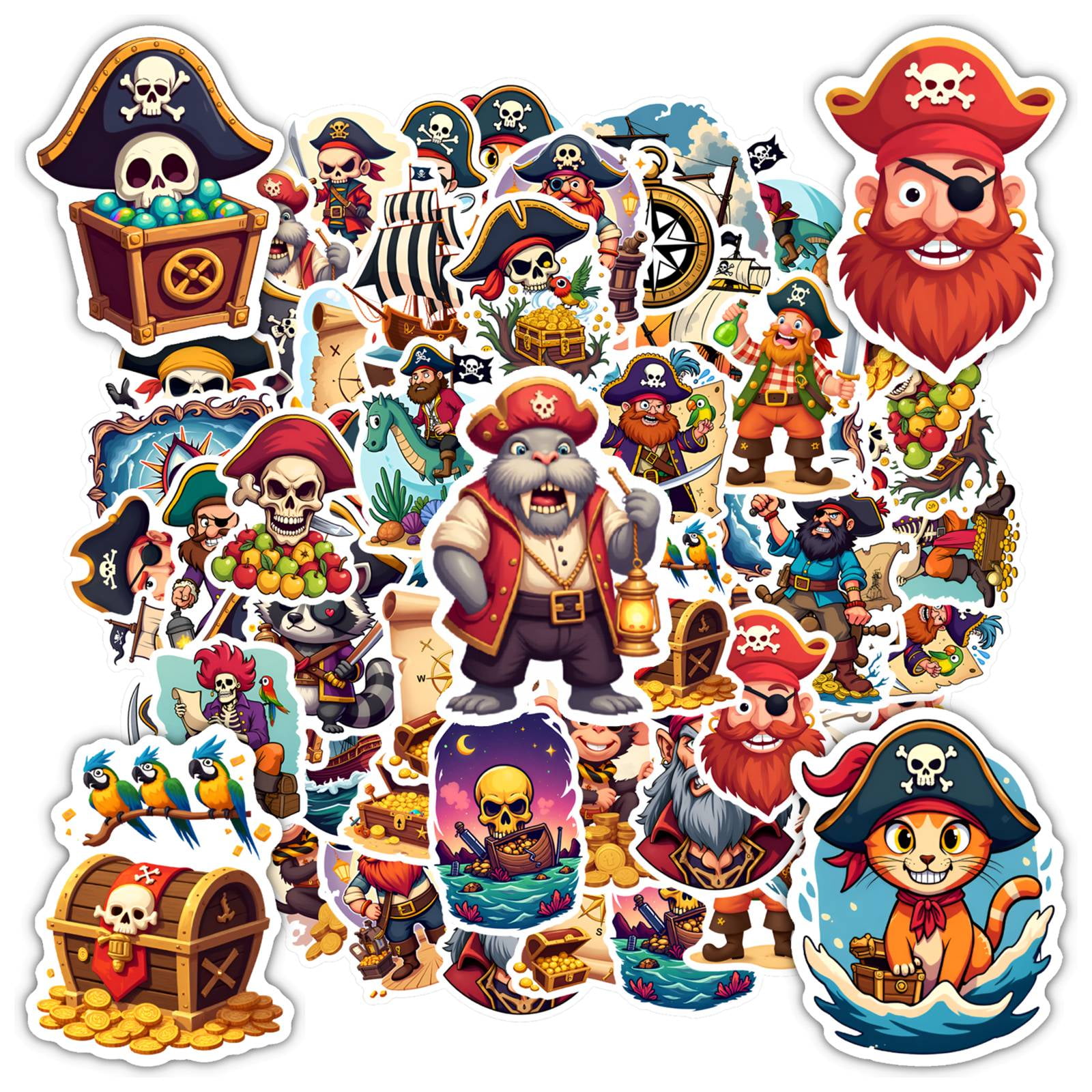 35pcs-50pcs Pirate Stickers Stationery Stickers Skull Graffiti Decals ...