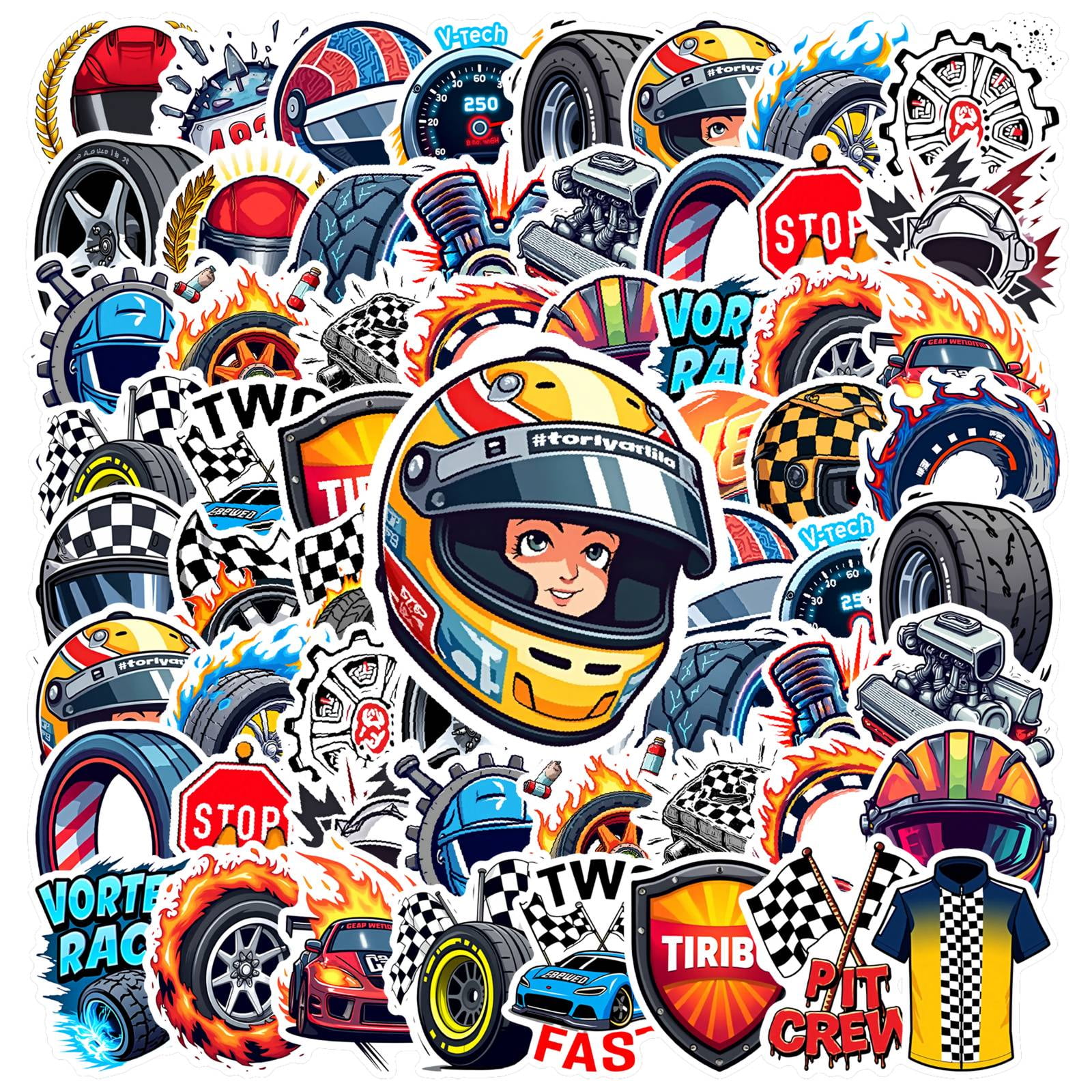 35pcs-50pcs Racing Stickers Sporty Decals Wheel Graffiti Race Equipment ...