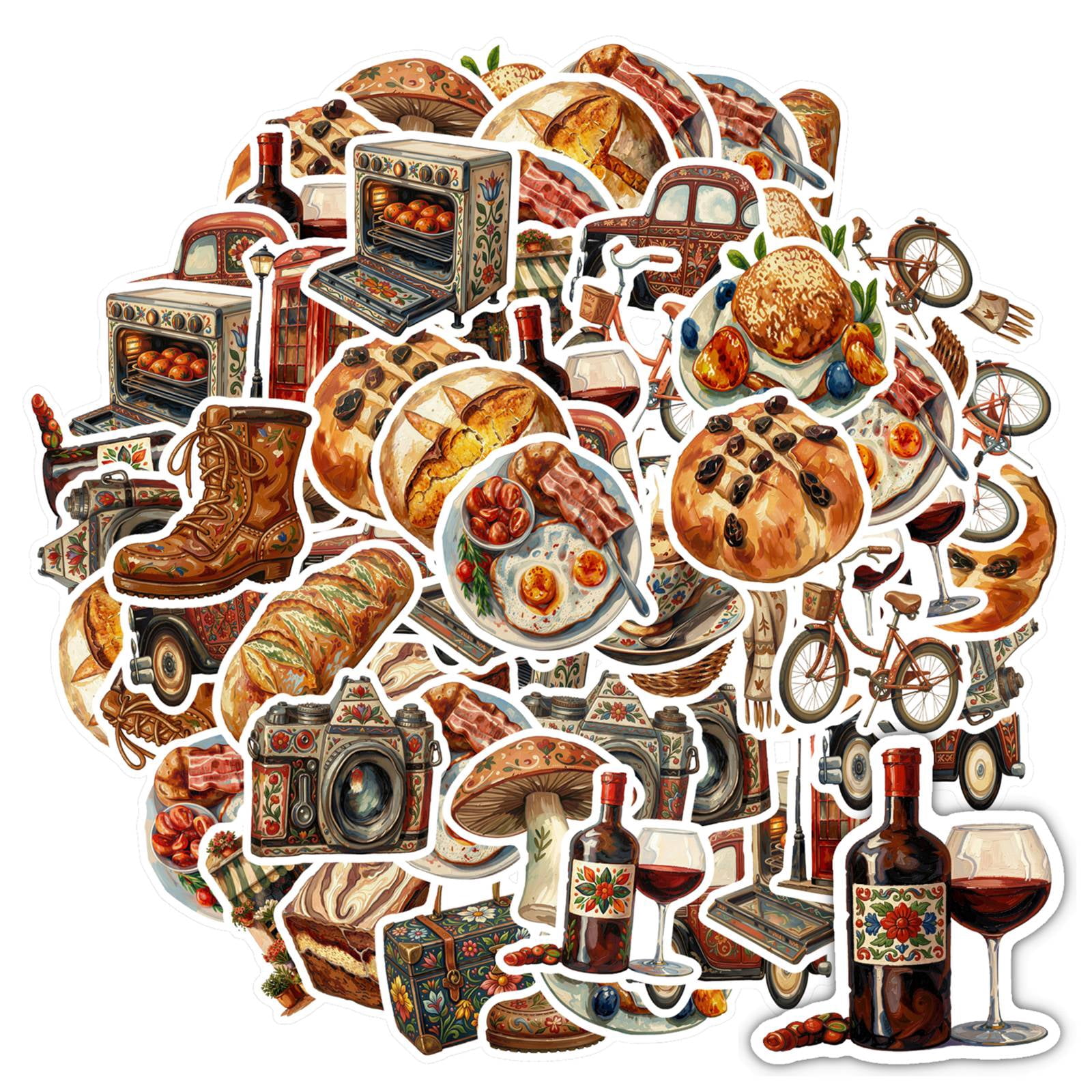 35pcs-50pcs Retro Suitcase Stickers Travel Food Decals Vintage Camera ...