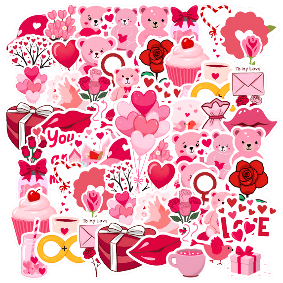 35pcs-50pcs Romantic Stickers Stationery Stickers Valentine Stickers ...