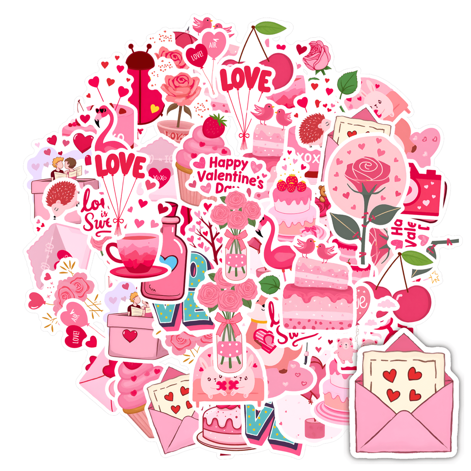 35pcs-50pcs Romantic Stickers Valentine Kids Stickers Pack Love ...