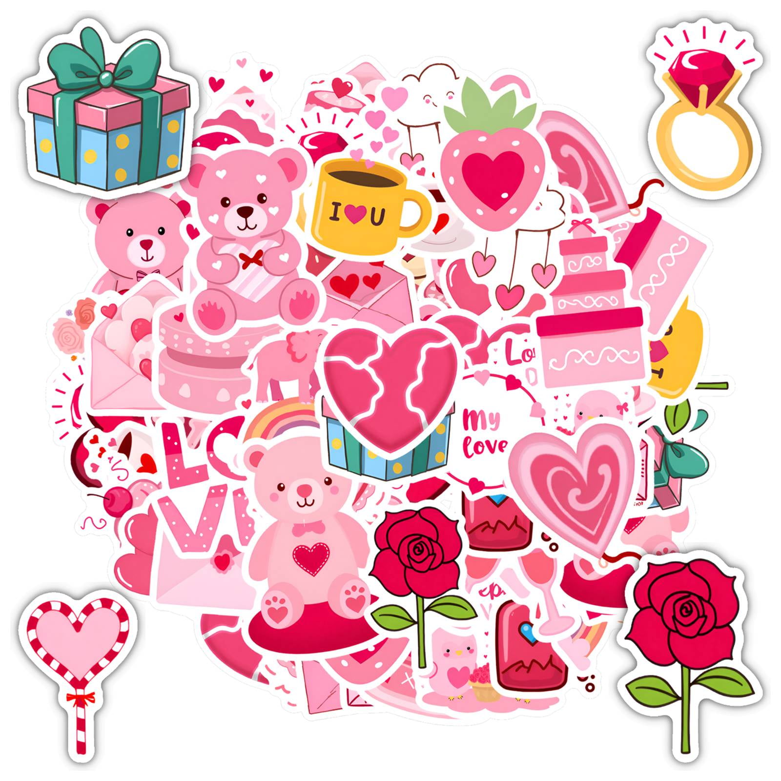 35pcs-50pcs Romantic Stickers Valentine's Day Stickers Cute Stickers ...
