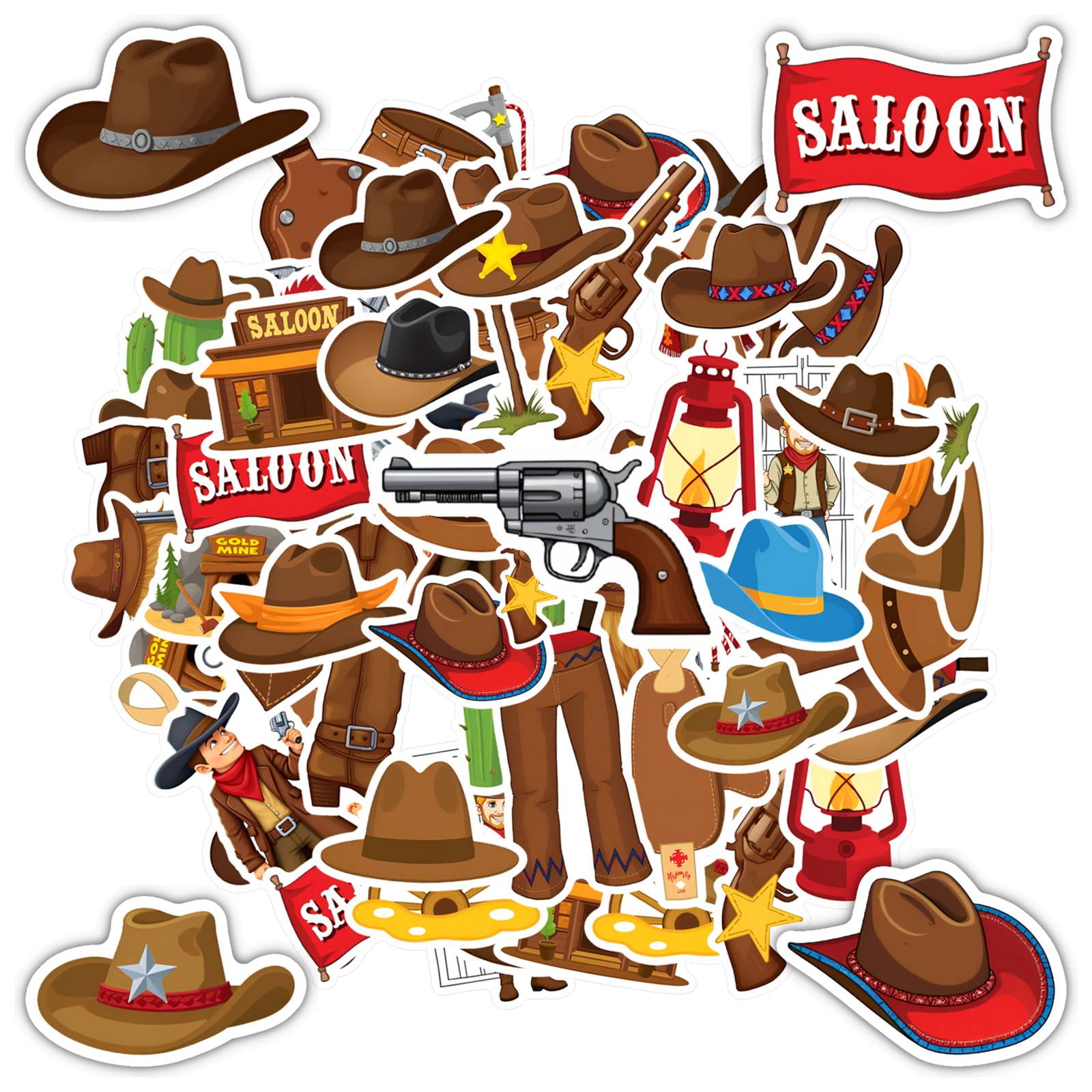 35pcs-50pcs Rustic Stickers Cowboy Kids Stickers Decals Hat Stickers ...