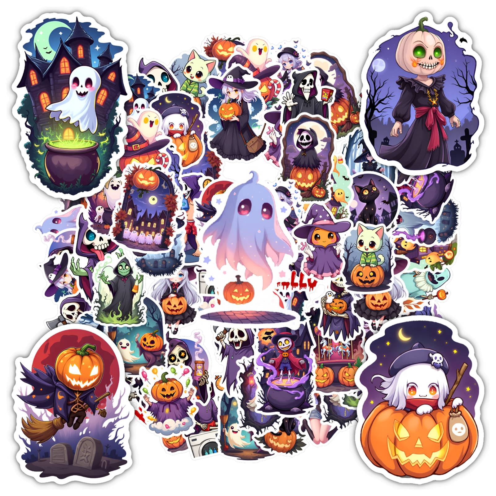 35pcs-50pcs Spooky Stickers Stationery Ghost Decals Stickers Skeleton ...