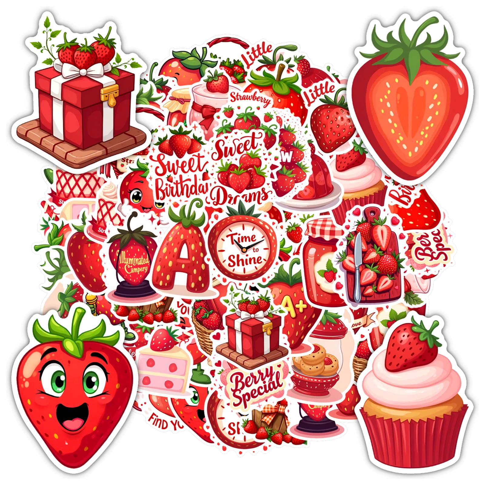 35pcs-50pcs Sweet Strawberry PVC Sticker Decals Kids Stickers ...