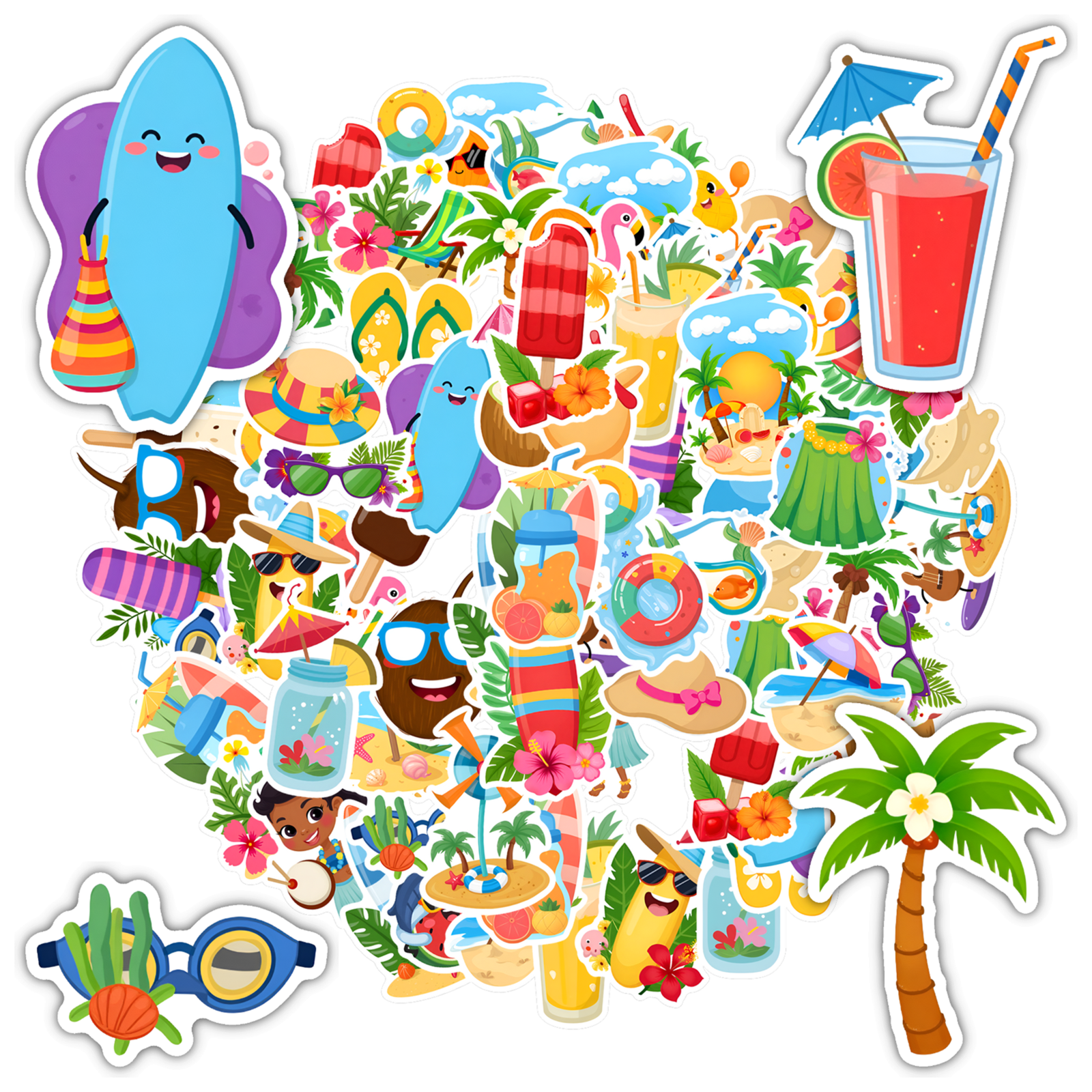 35pcs-50pcs Tropical Stickers Kids Stickers Toy Summer Decals Funny ...