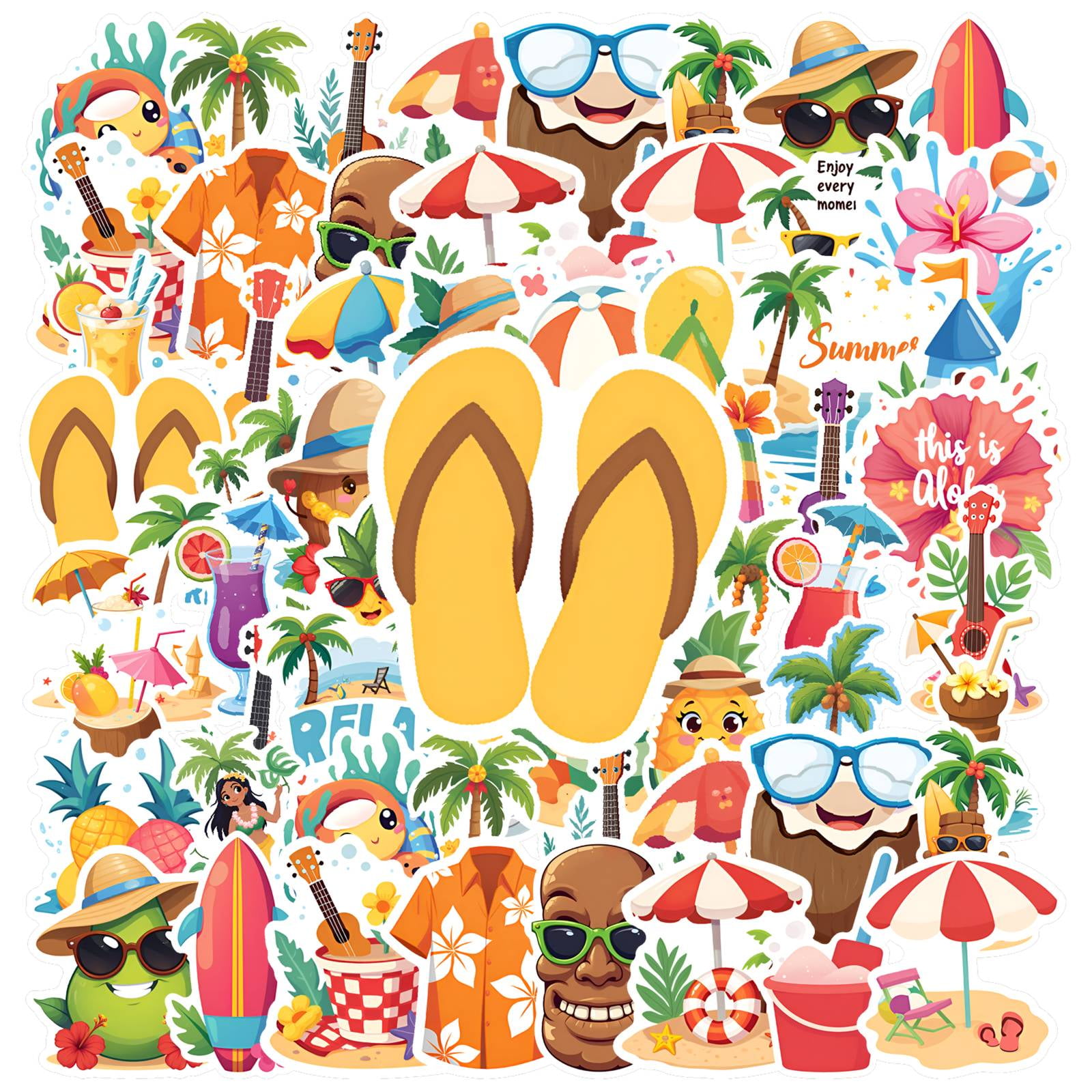 35pcs-50pcs Tropical Stickers Stationery Stickers Summer Fruits Kids ...