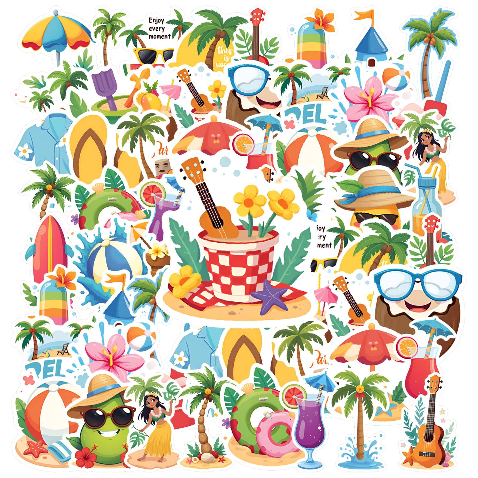 35pcs-50pcs Tropical Stickers Stationery Stickers Summer Fruits Kids ...